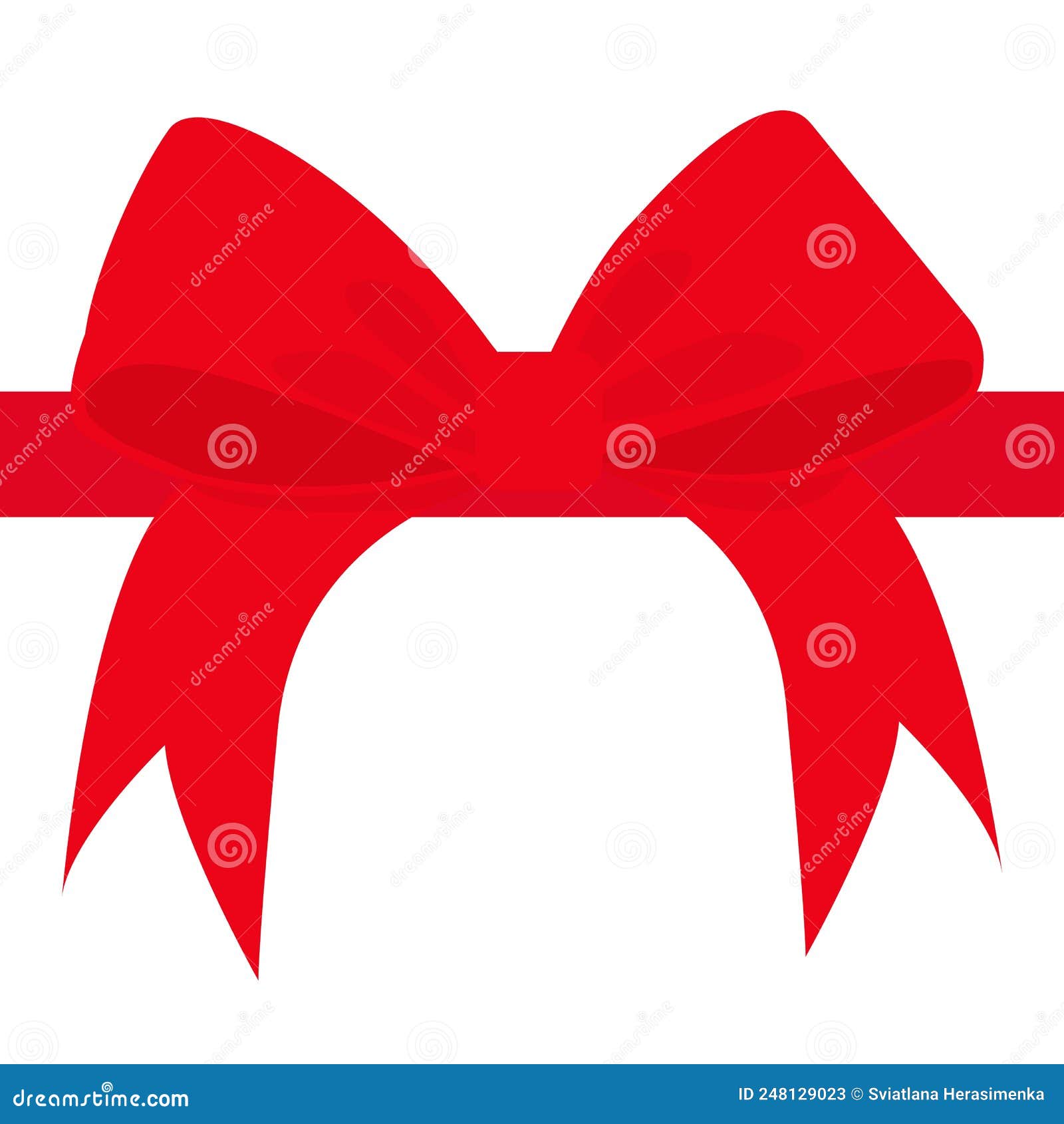 Decorative Red Bow with Horizontal Red Ribbon. Vector Illustration ...