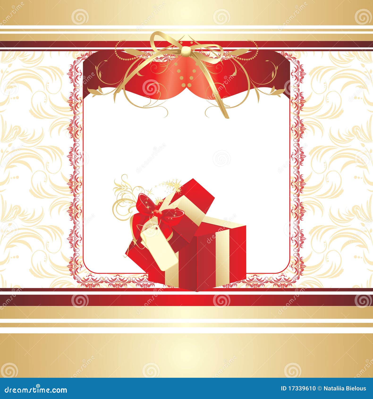 Decorative Red Box with Bow. Background for Card Stock Vector ...