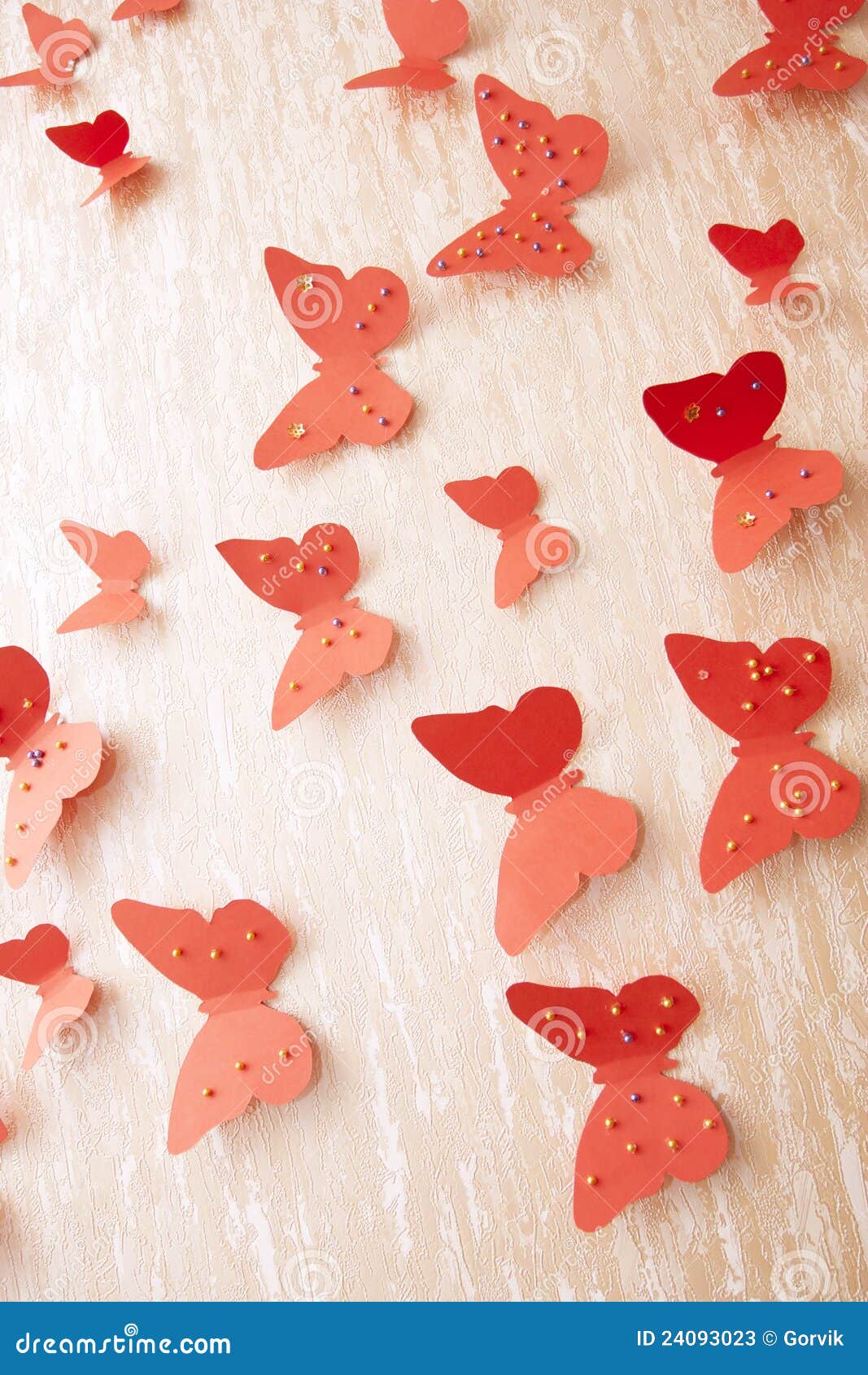 Decorative red butterflies stock image. Image of interior - 24093023