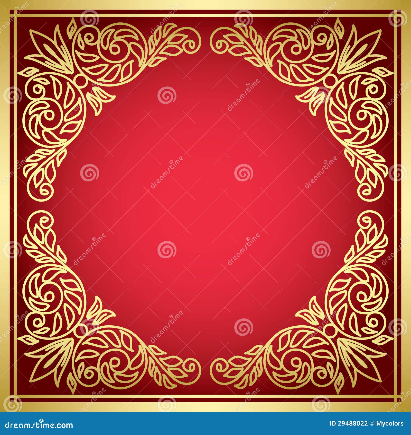 Decorative Vector Red Card with Golden Frame Stock Vector ...