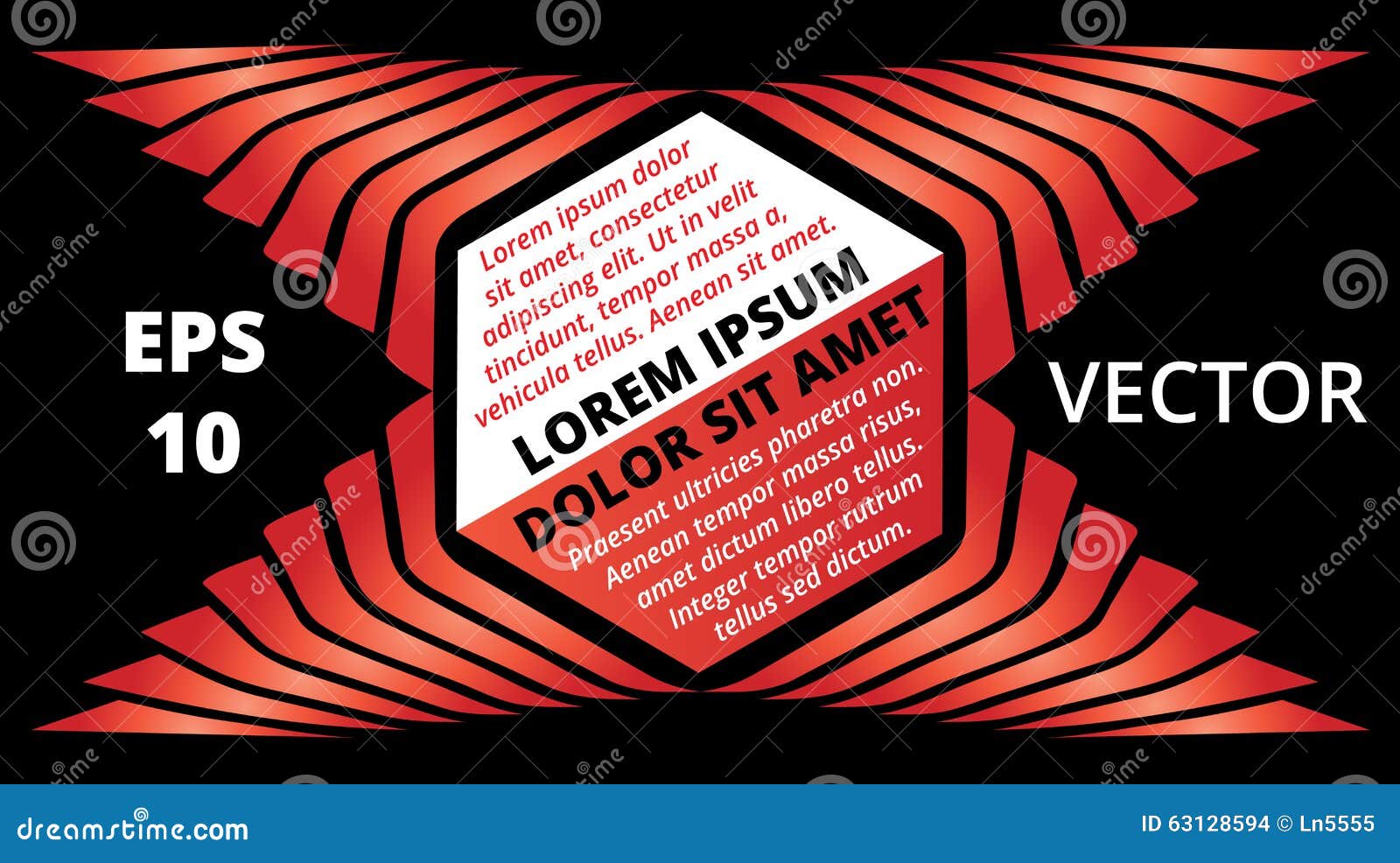 Decorative Red Gradient Hexagon Text Frame Stock Vector - Illustration ...