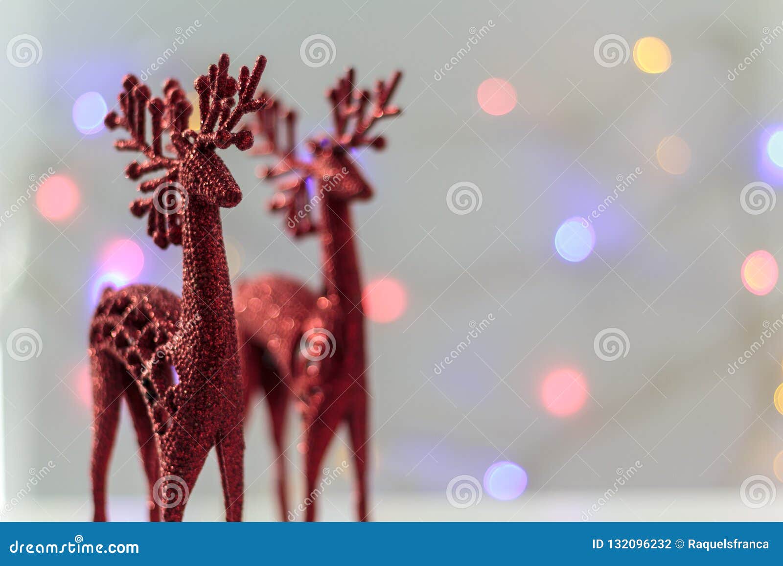 Decorative Red Reindeer with Christmas Lights on the Background Stock ...