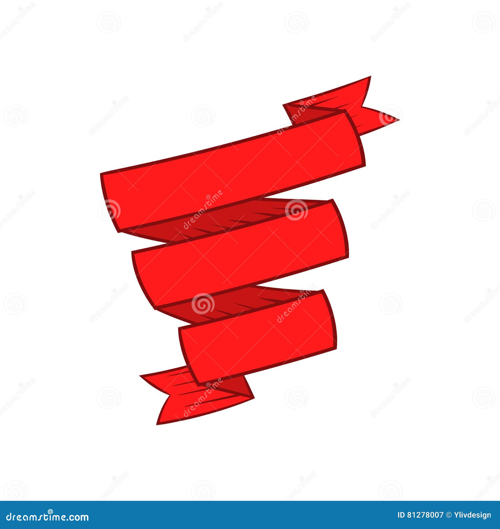 Decorative Red Ribbon Icon, Cartoon Style Stock Vector - Illustration ...