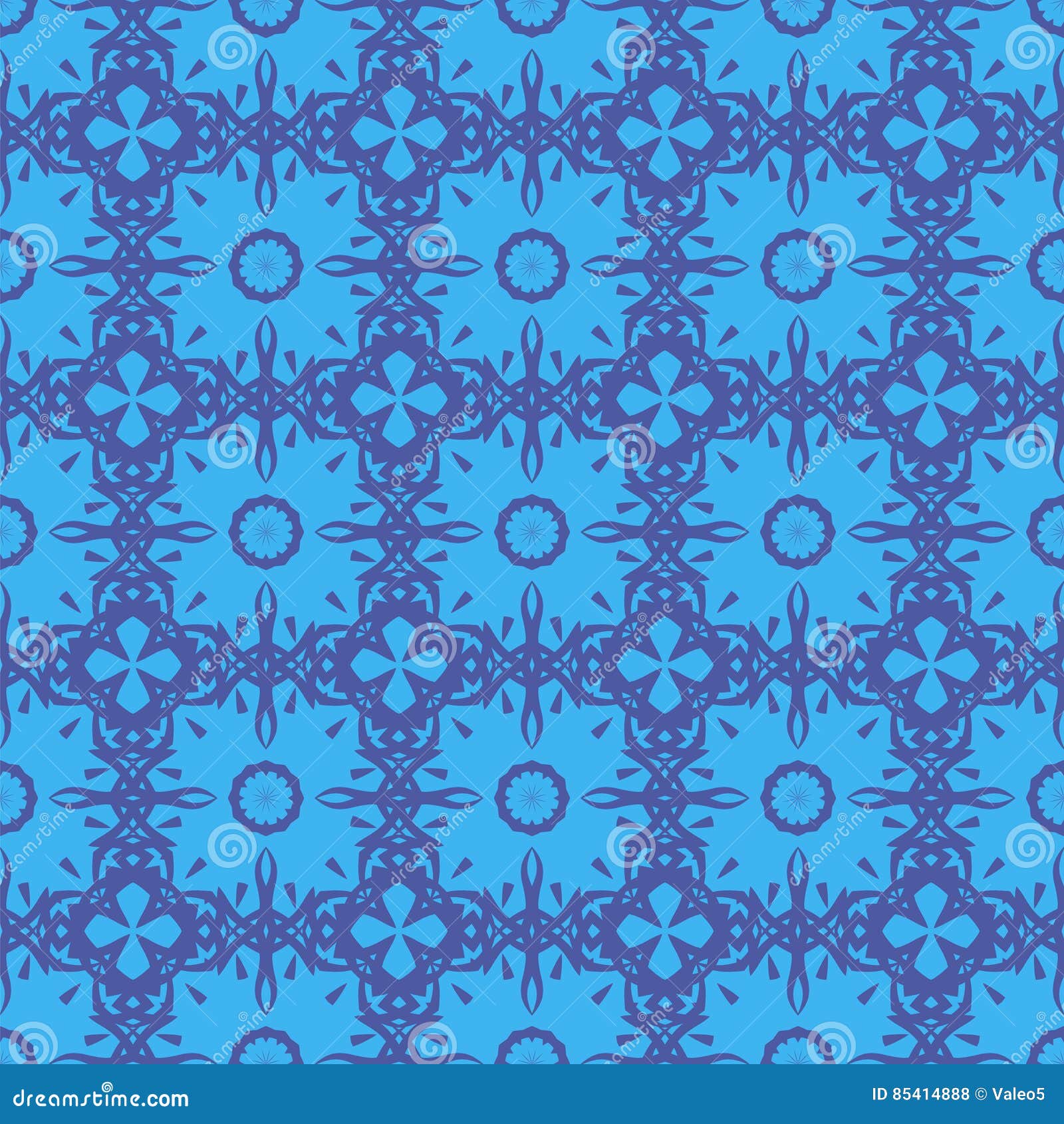 Decorative Retro Blue Seamless Pattern Stock Vector - Illustration of ...