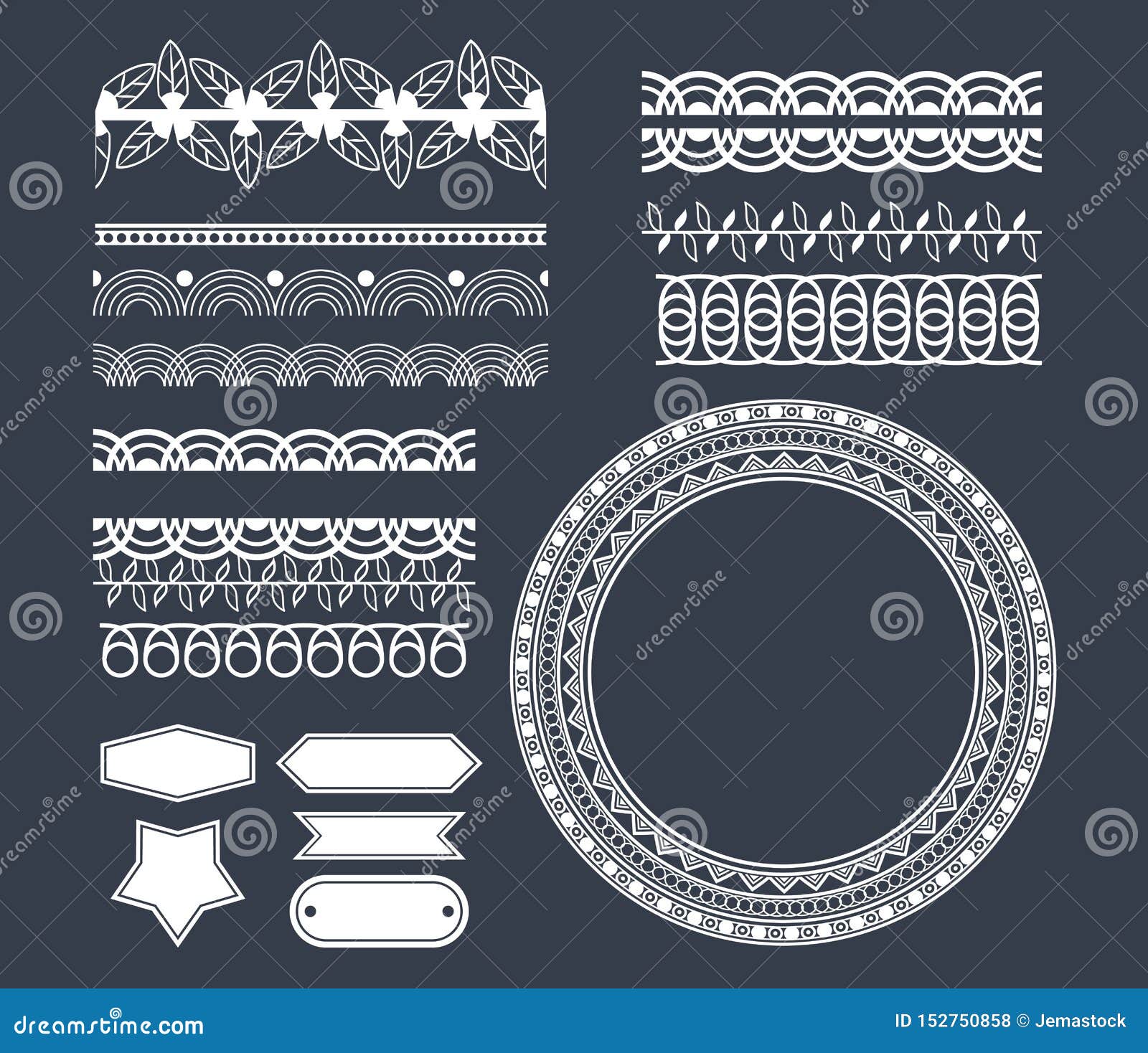 Decorative Ribbon Banners Emblems Cartoon Stock Vector - Illustration ...