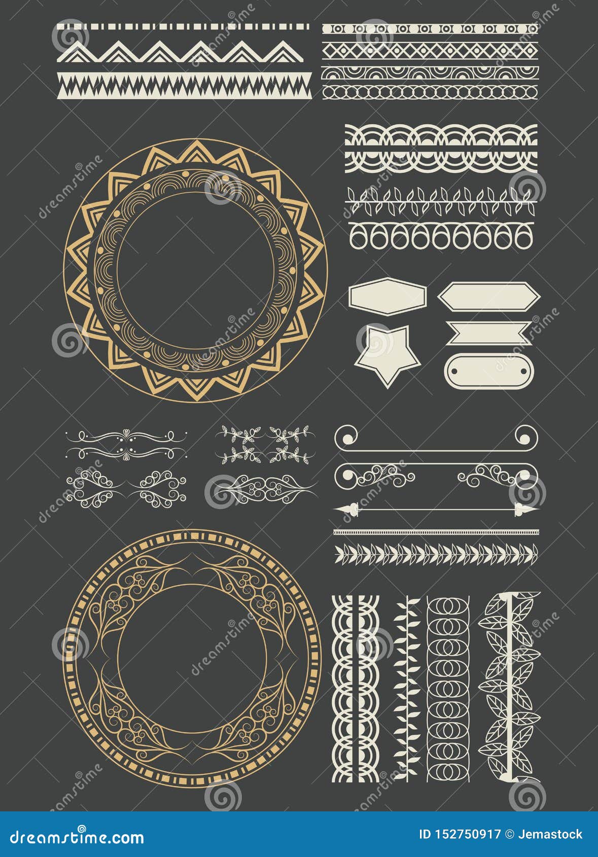 Decorative Ribbon Banners Emblems Cartoon Stock Vector - Illustration ...
