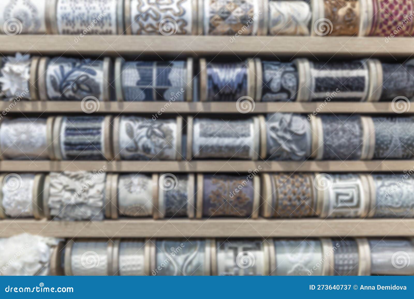 Decorative Ribbons in Reels for Interior Decoration on a Showcase in a ...