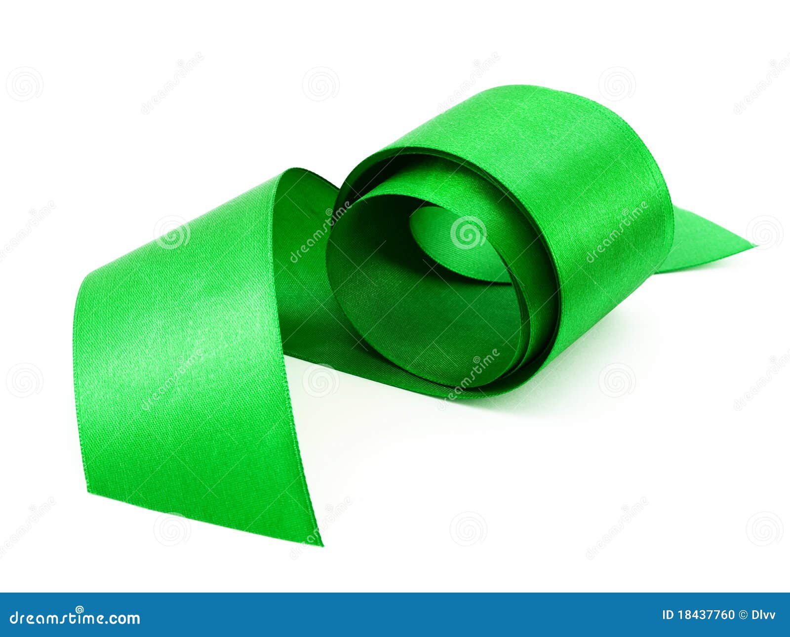 Decorative Rolled Green Satin Ribbon Stock Photo - Image of ribbon ...