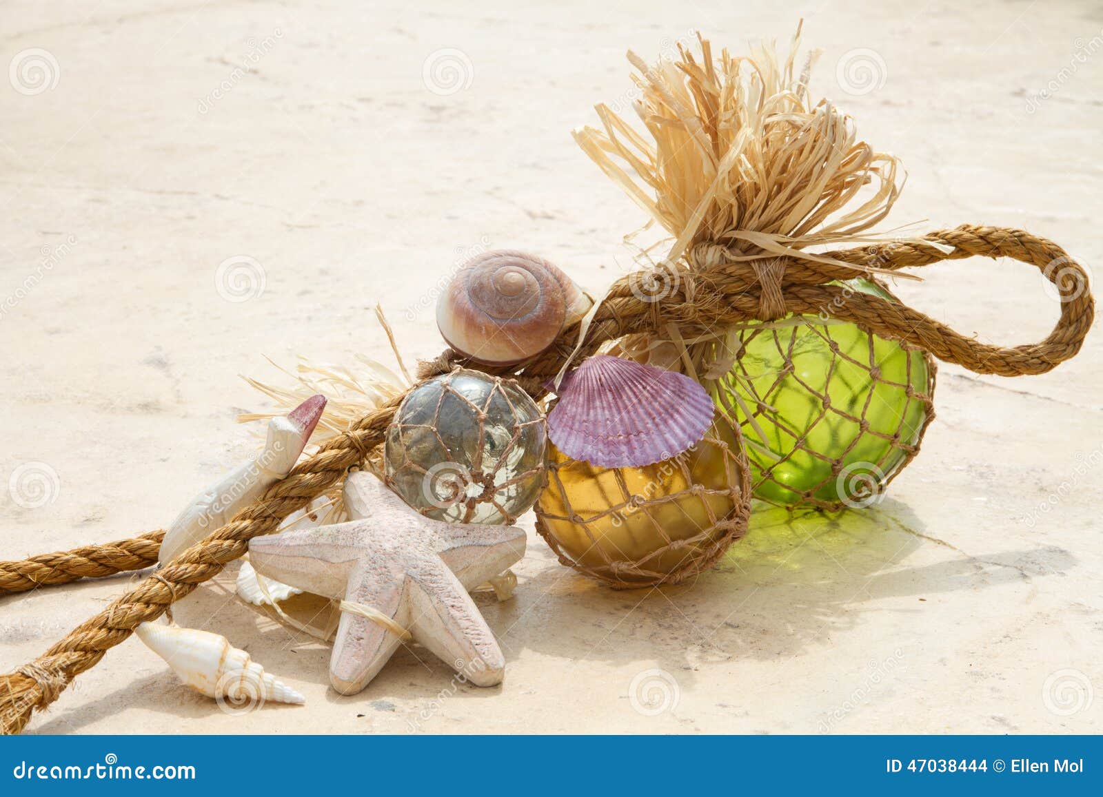 Decorative Rope with Glass Balls Stock Photo - Image of shell, starfish ...