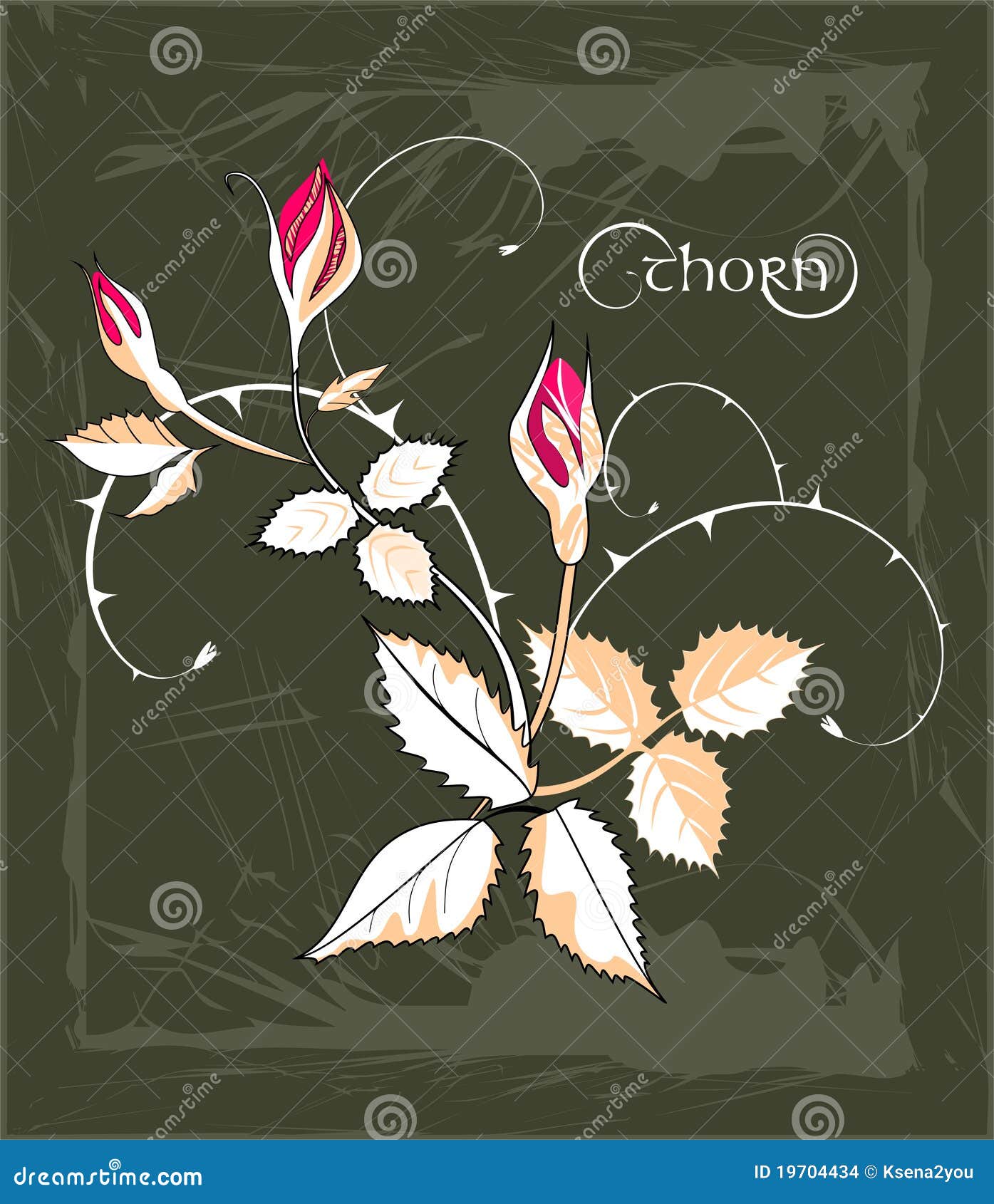 Decorative Rose with Thorns Stock Vector - Illustration of nature ...