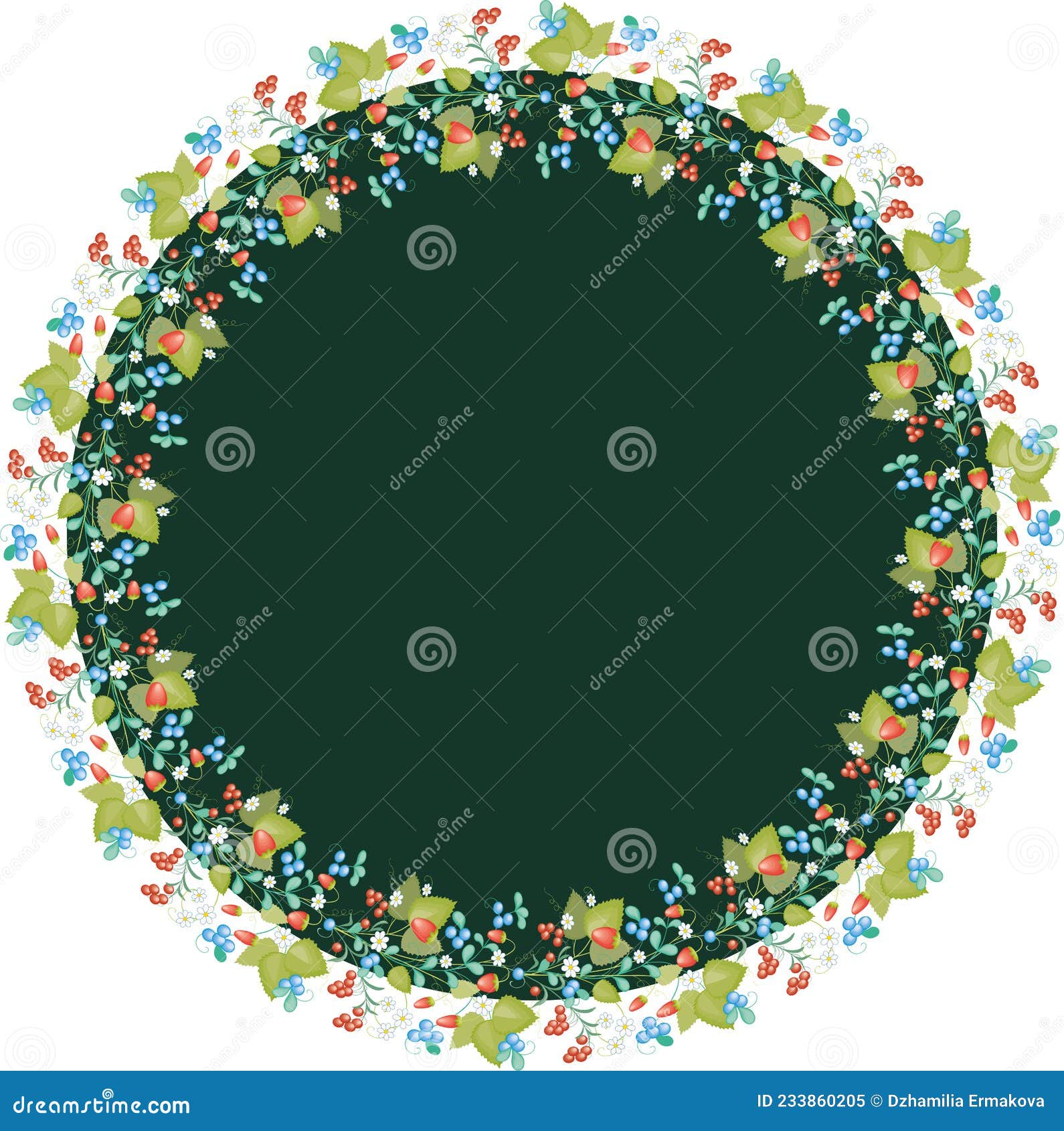 Decorative Round Background with Border from Various Forest Berries ...