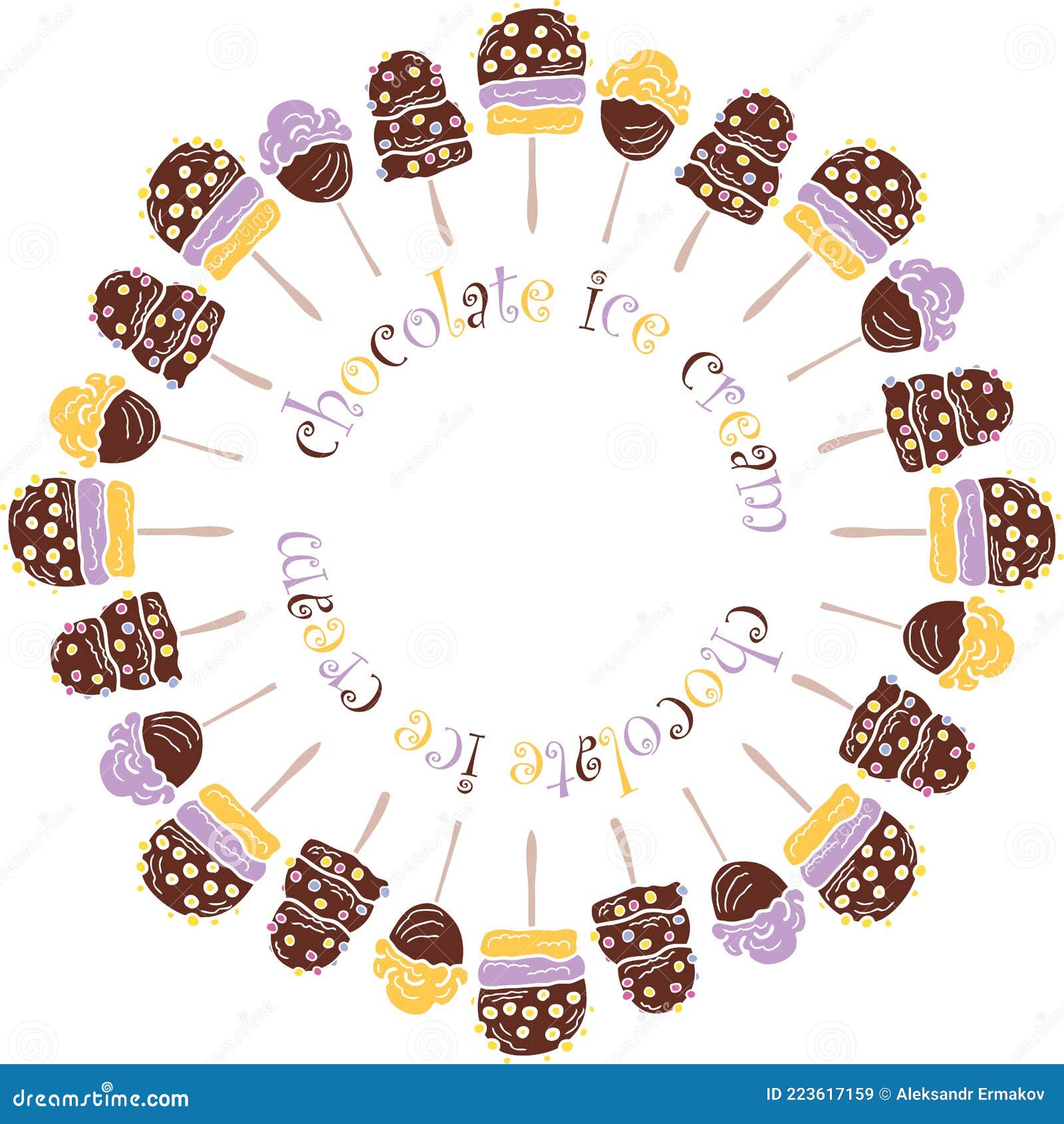 Decorative Round Border from Different Chocolate Ice Cream Popsicle ...