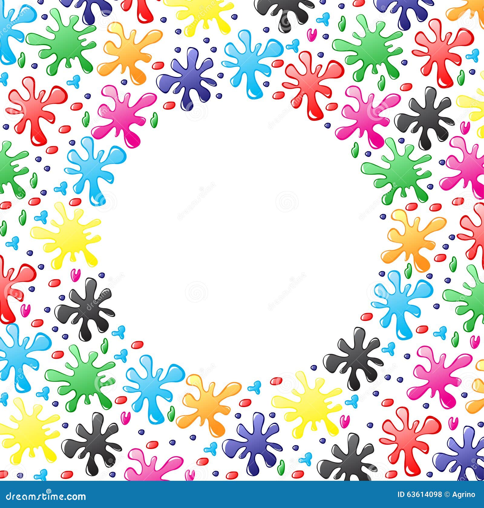 Decorative Round Border of Paints Drops and Blots Stock Vector ...