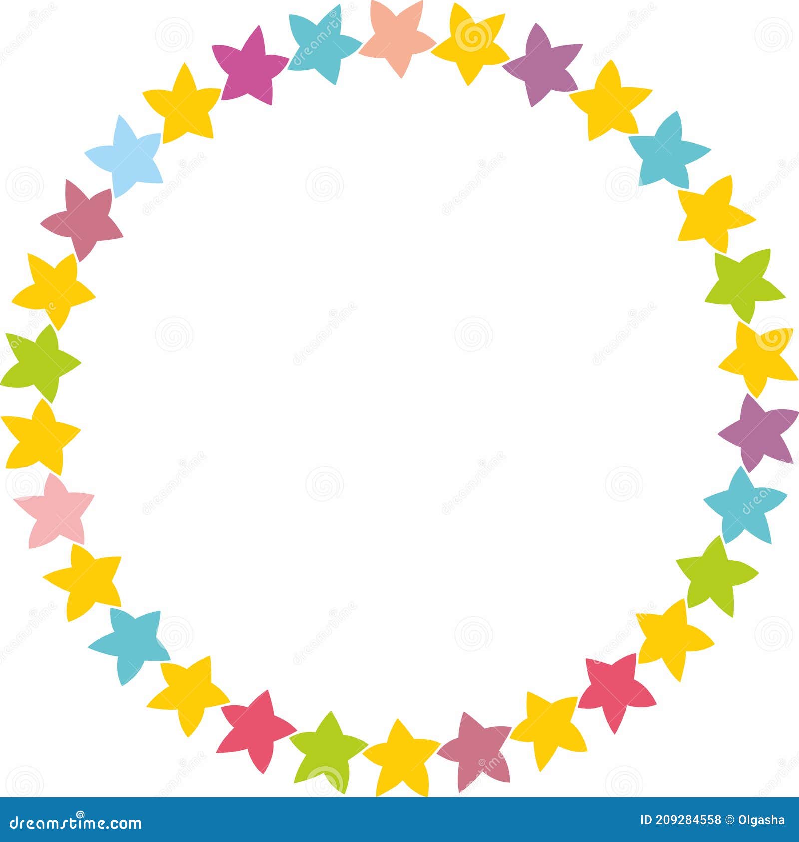 Decorative Round Frame with Stars Stock Vector - Illustration of color ...