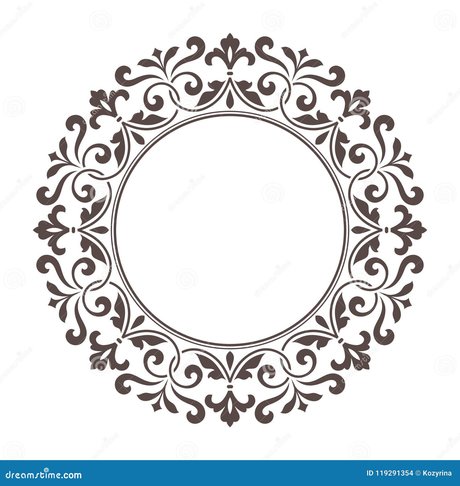Decorative Round Frame for Design Template. Stock Vector - Illustration ...