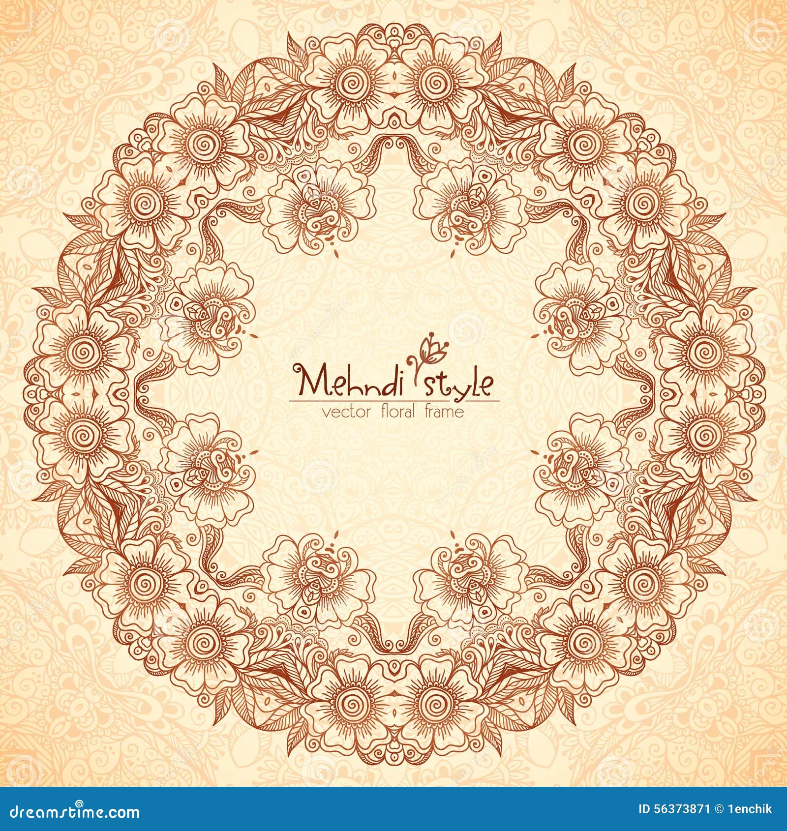 Decorative Round Frame in Indian Mehndi Style Stock Vector ...