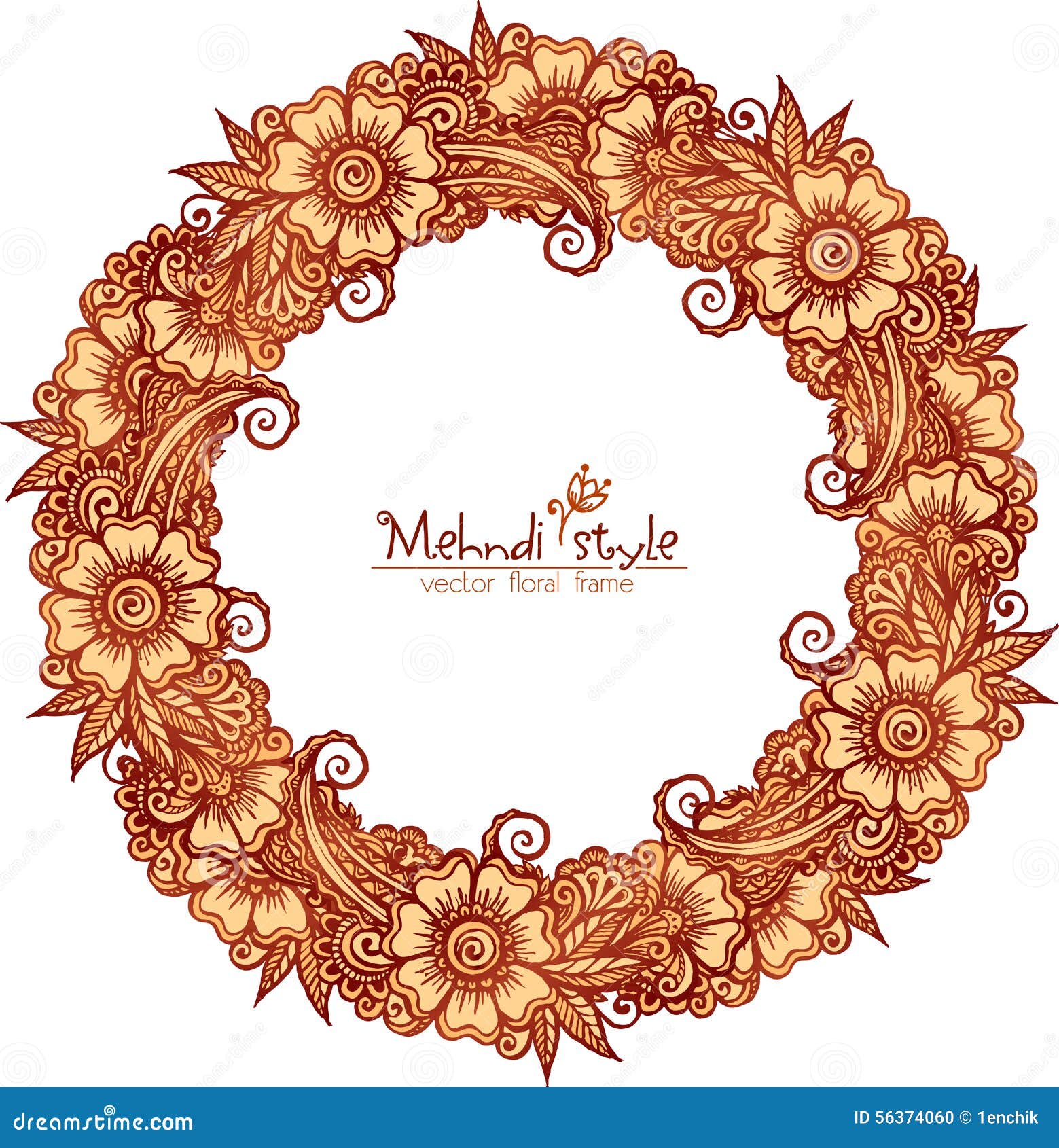 Decorative Round Frame in Indian Mehndi Style Stock Vector ...