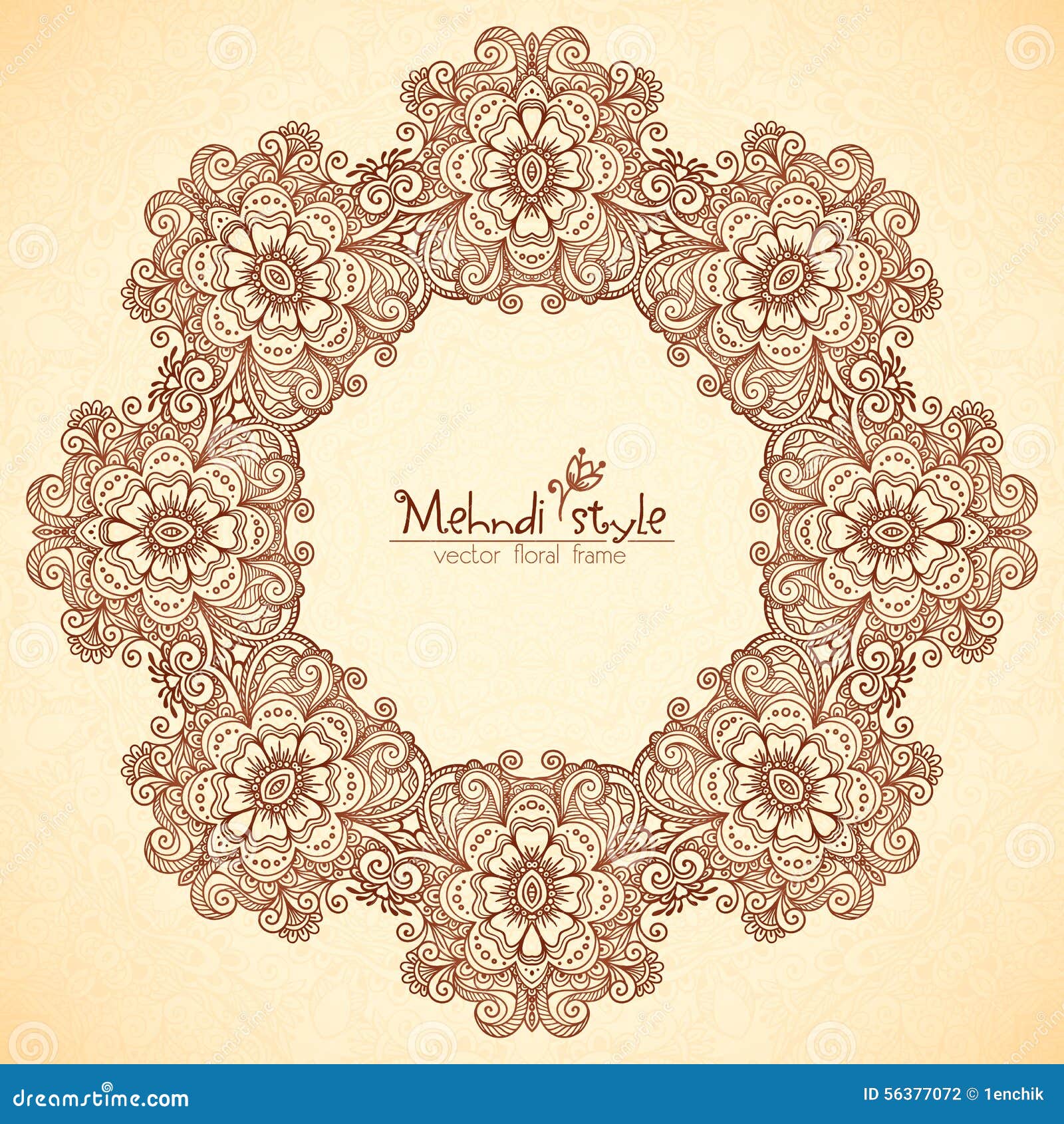 Decorative Round Frame in Indian Mehndi Style Stock Vector ...
