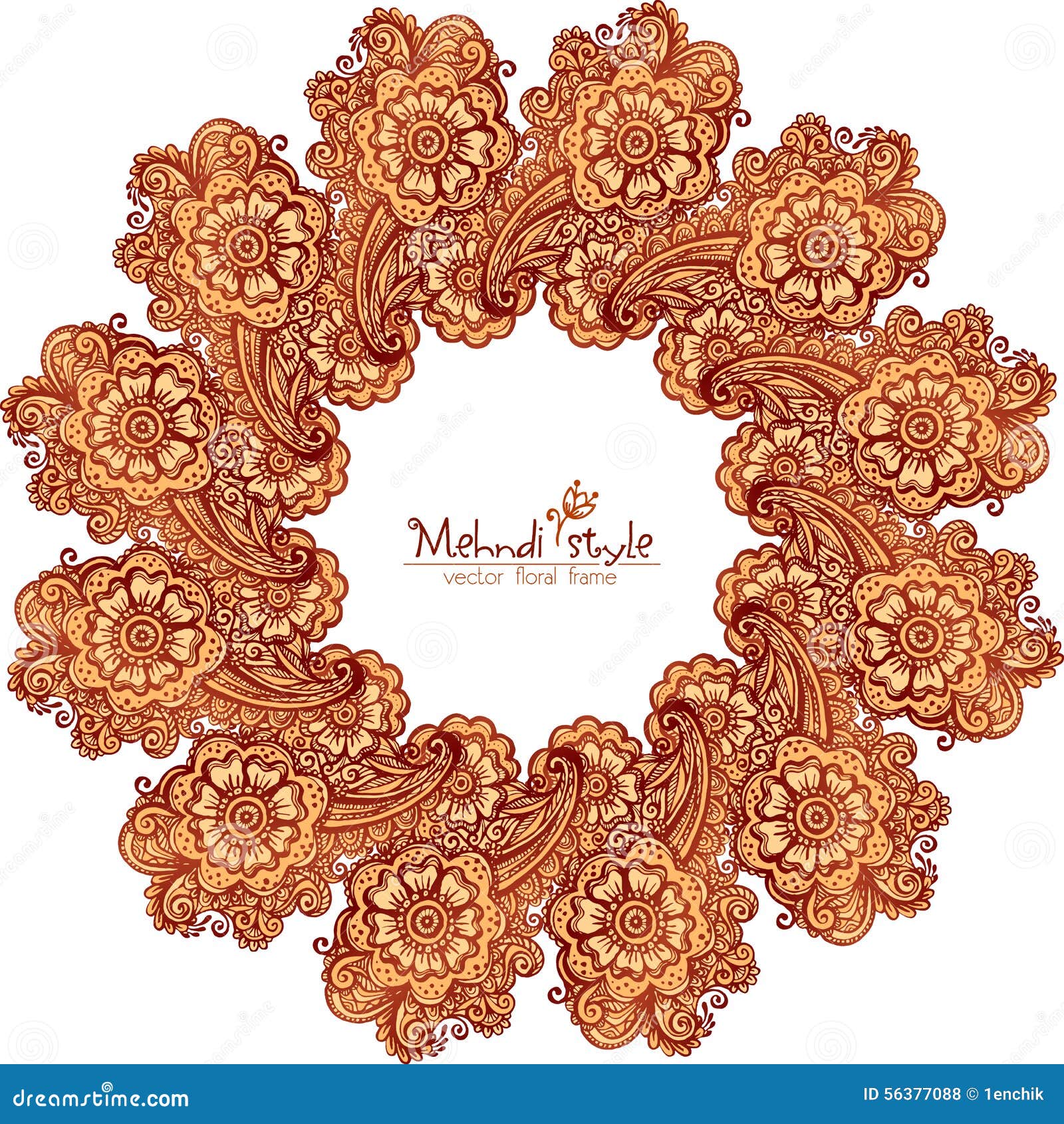Decorative Round Frame in Indian Mehndi Style Stock Vector ...