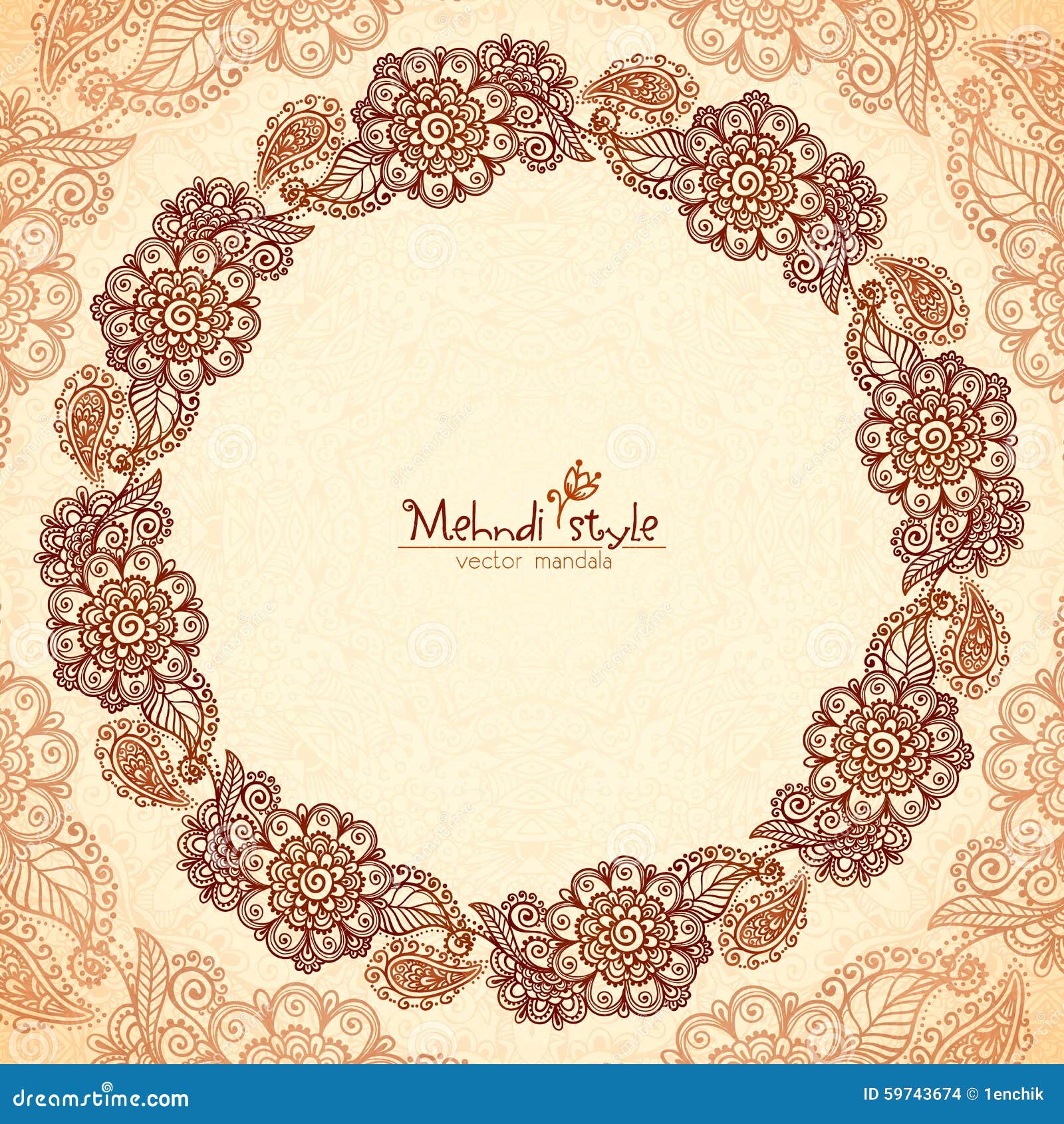 Decorative Round Frame in Indian Mehndi Style Stock Vector ...