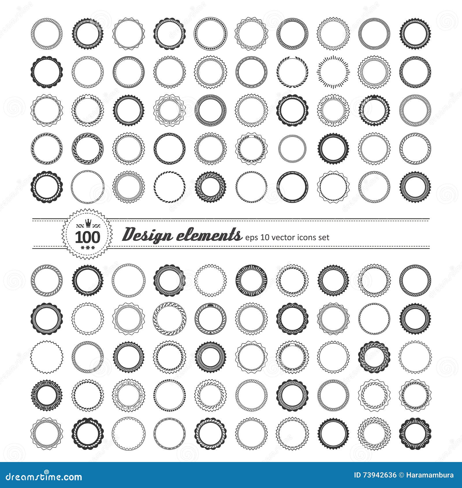 Decorative Round Frame and Label Stock Vector - Illustration of contour ...