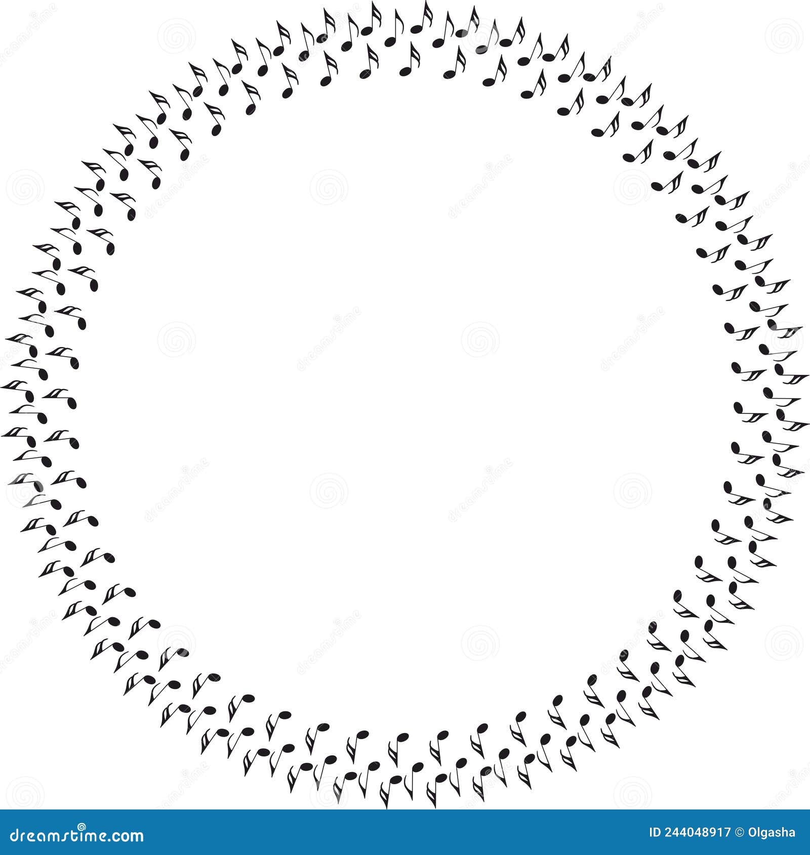 Decorative Round Frame with Music Notes Stock Vector - Illustration of ...