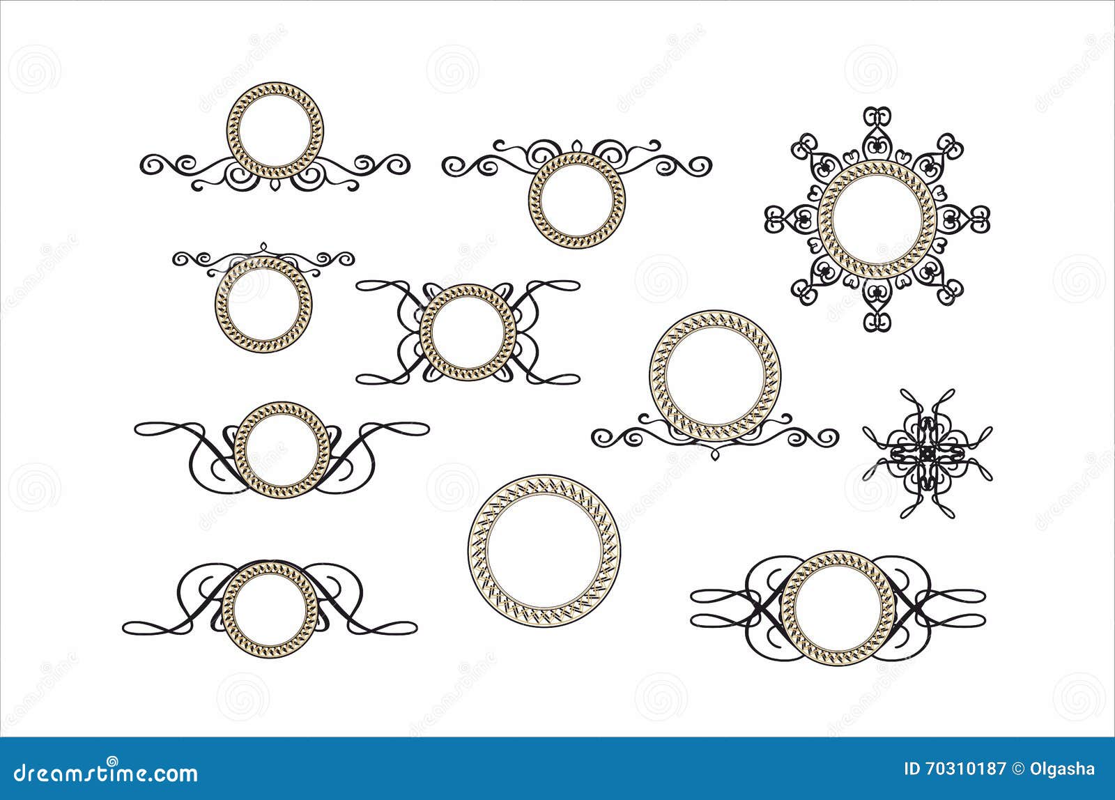 Decorative round frames stock vector. Illustration of curl - 70310187