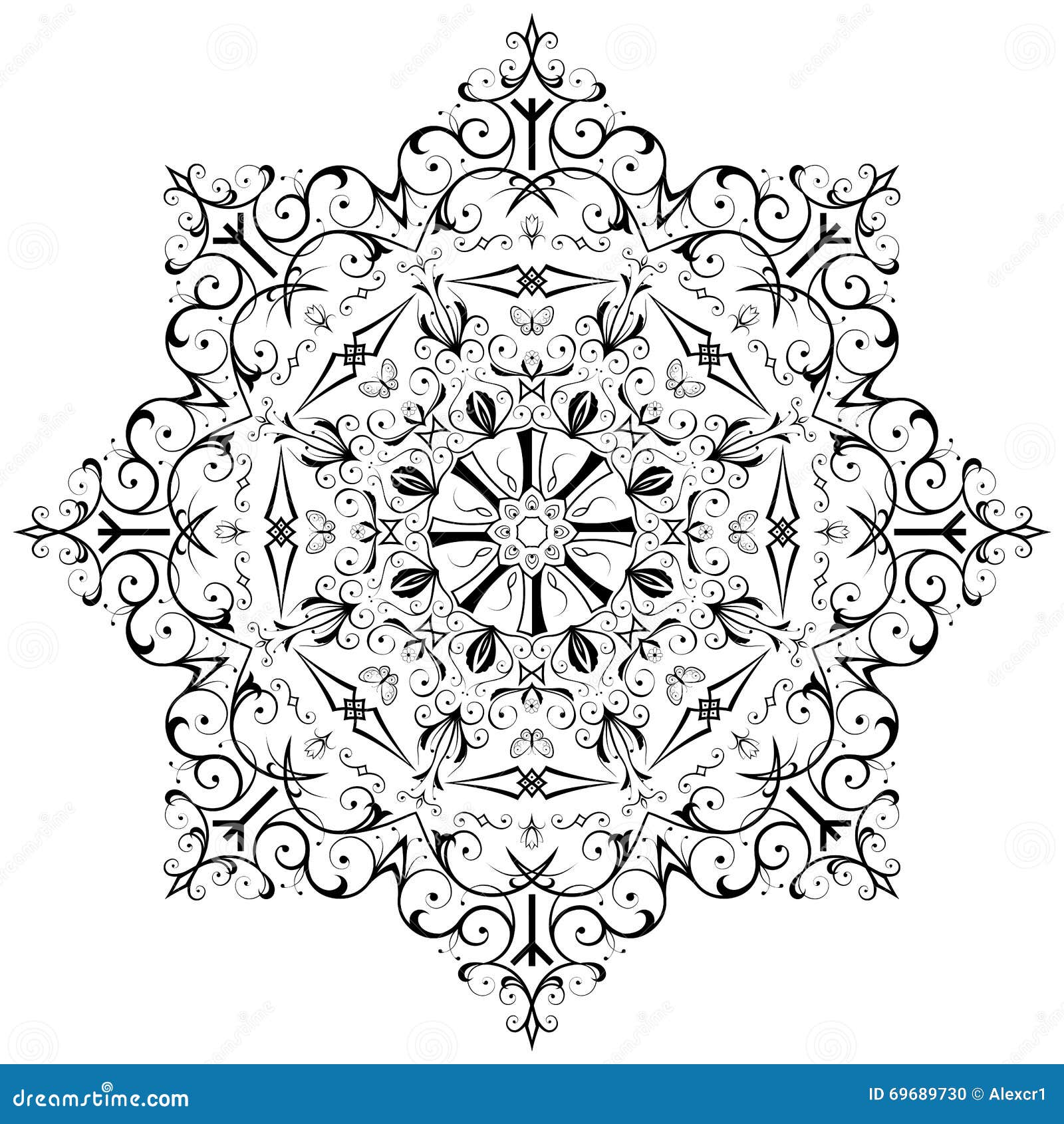 Decorative runic rosette. stock vector. Illustration of design - 69689730