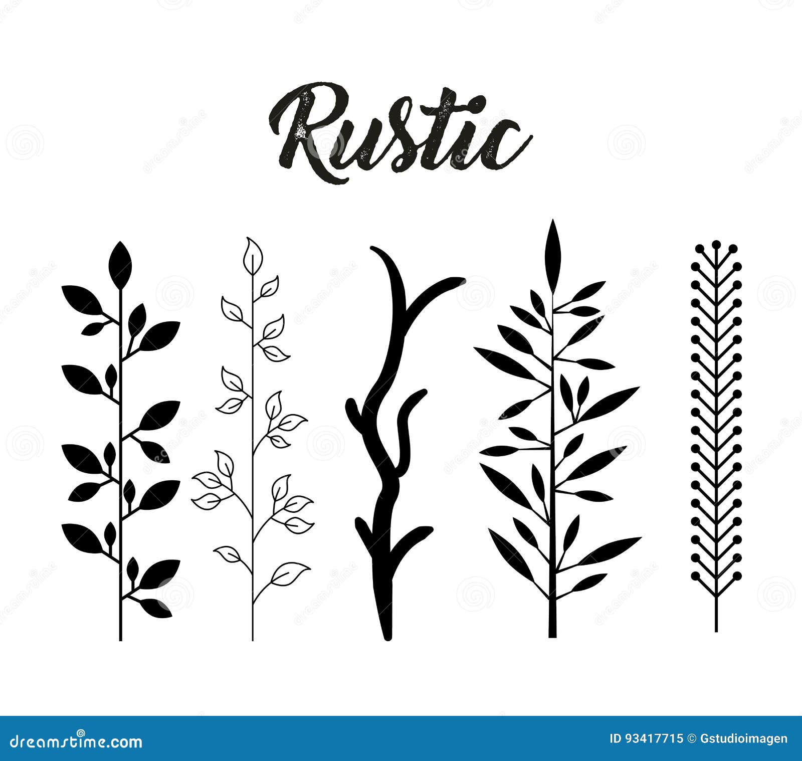 Decorative Rustic Vintage Icons Set Stock Vector - Illustration of ...