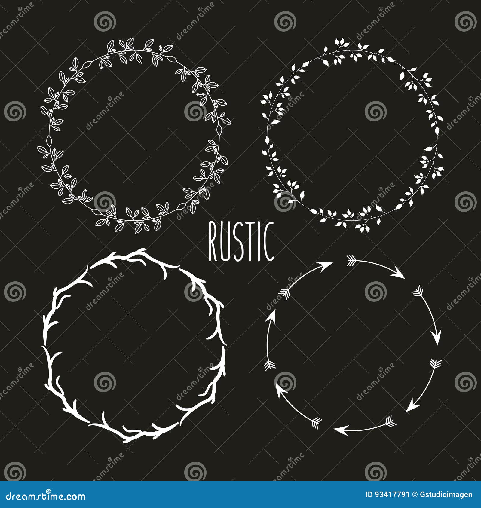 Decorative Rustic Vintage Icons Set Stock Vector - Illustration of ...