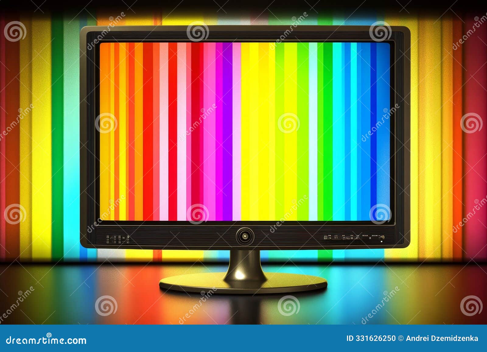Decorative 1980s TV Monitor Displaying Technical Problems and Colorful ...