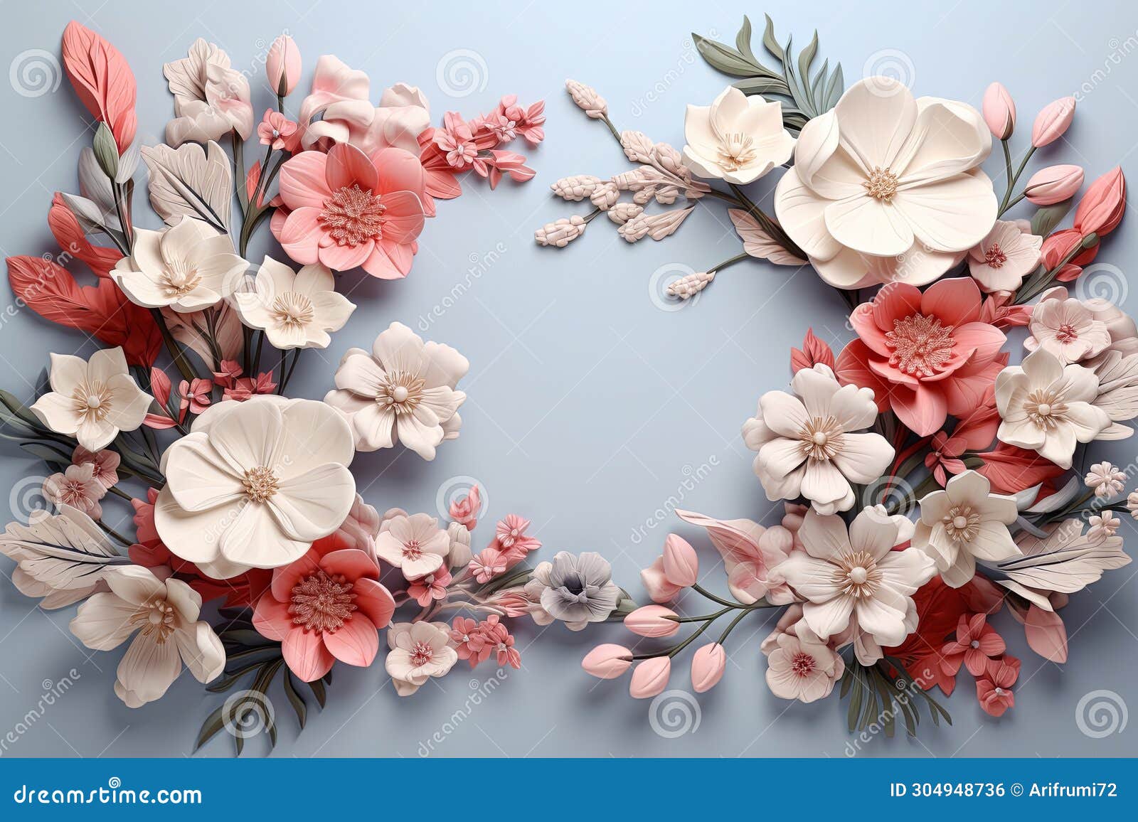 Decorative Sakura Cherry Blossom Flower with Botanical Floral Frame ...