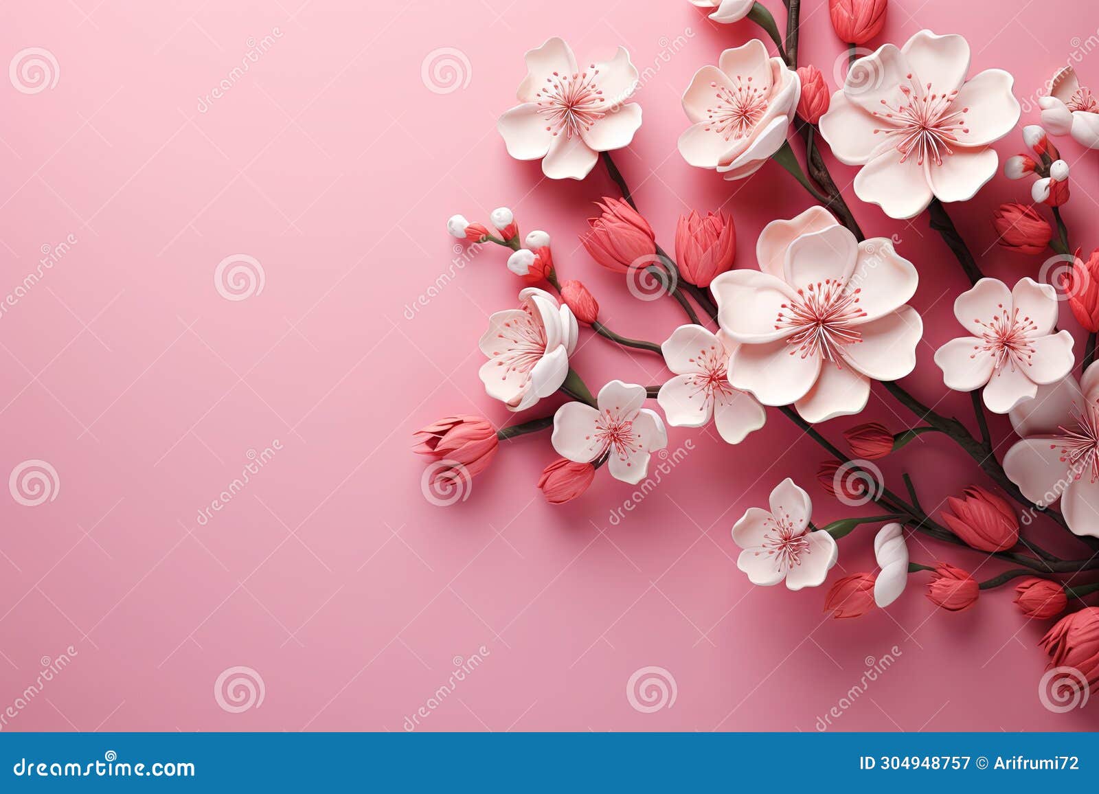 Decorative Sakura Cherry Blossom Flower with Botanical Floral Frame ...