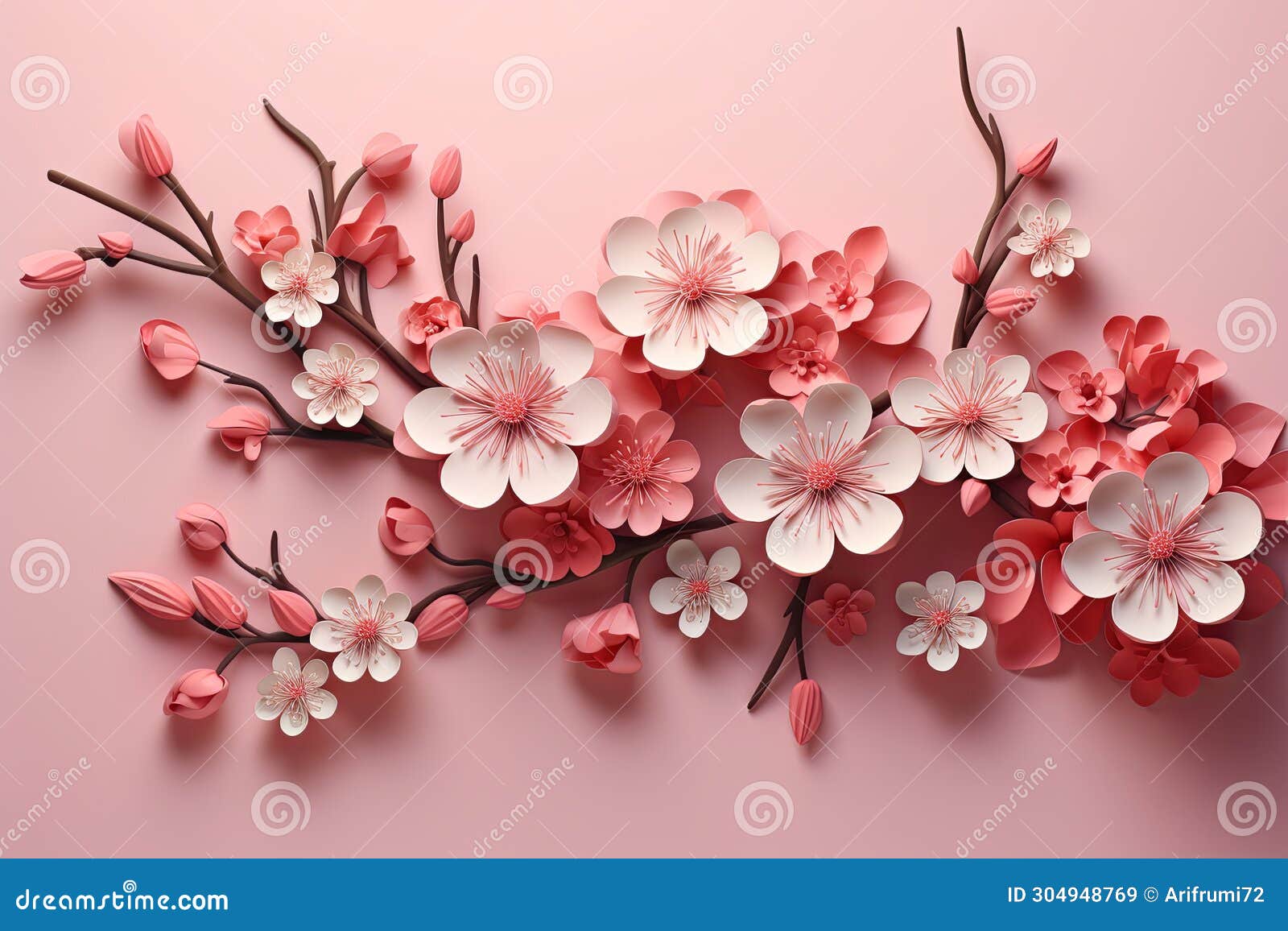 Decorative Sakura Cherry Blossom Flower with Botanical Floral Frame ...