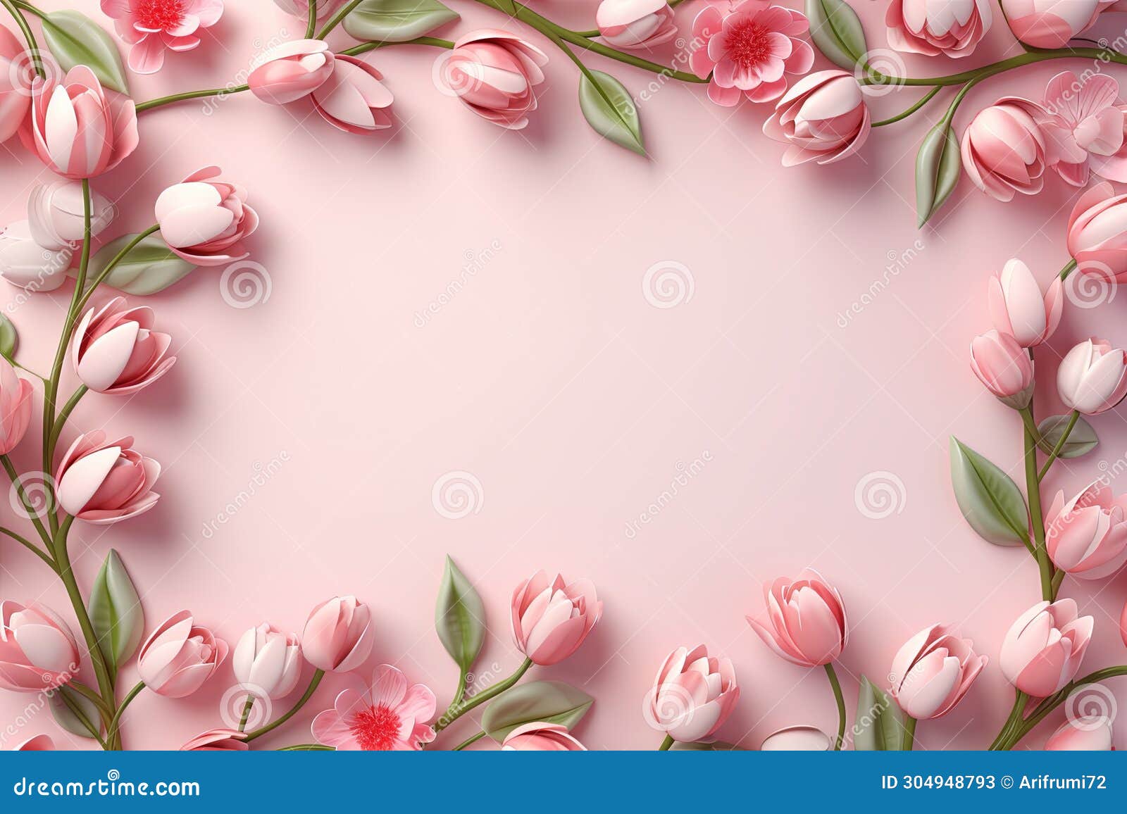 Decorative Sakura Cherry Blossom Flower with Botanical Floral Frame ...