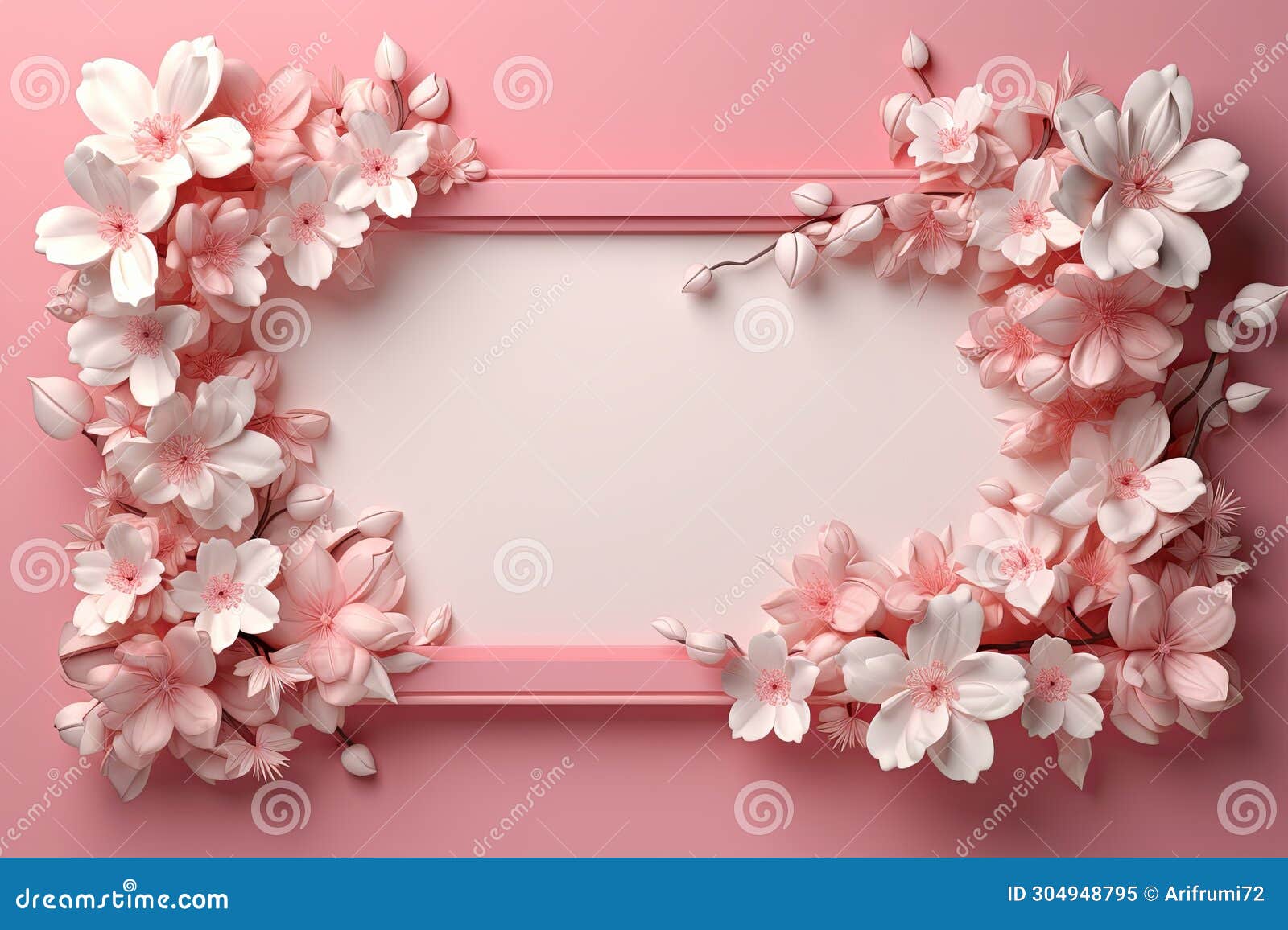 Decorative Sakura Cherry Blossom Flower with Botanical Floral Frame ...