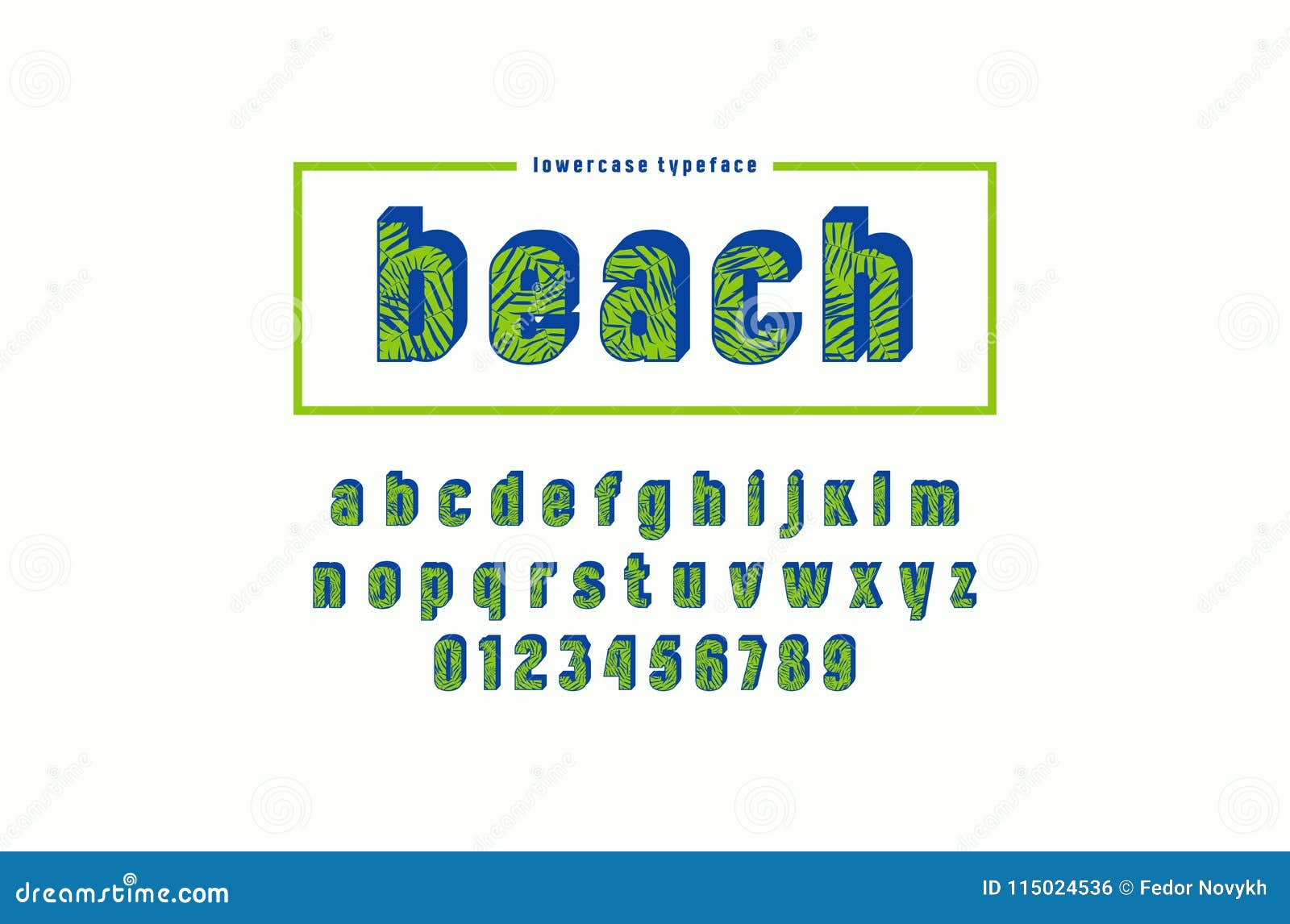 Decorative Sans Serif Bulk Font with Palm Leaf Pattern Stock Vector ...