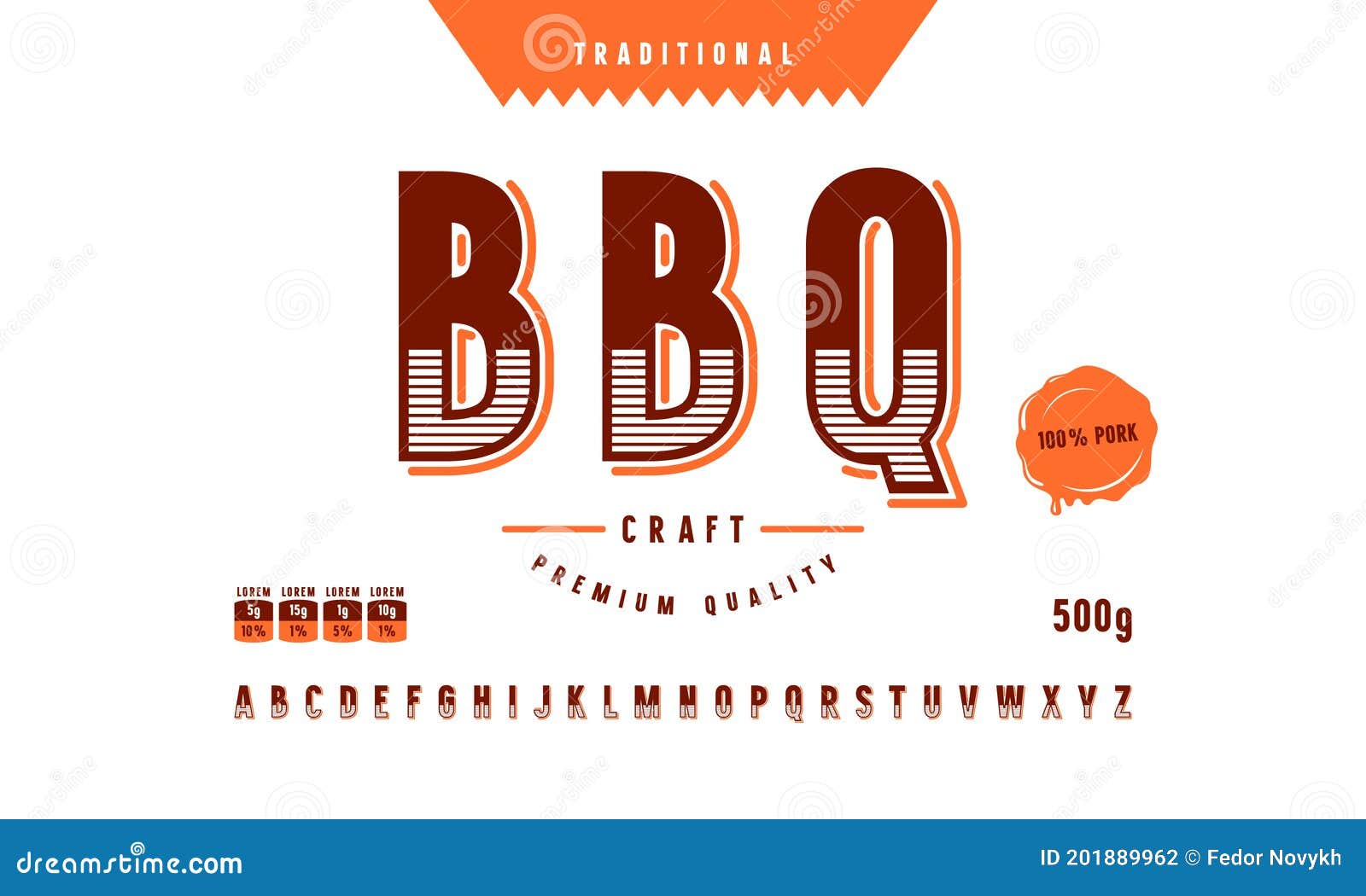 Decorative Sans Serif Font and Barbecue Label Template Stock Vector ...