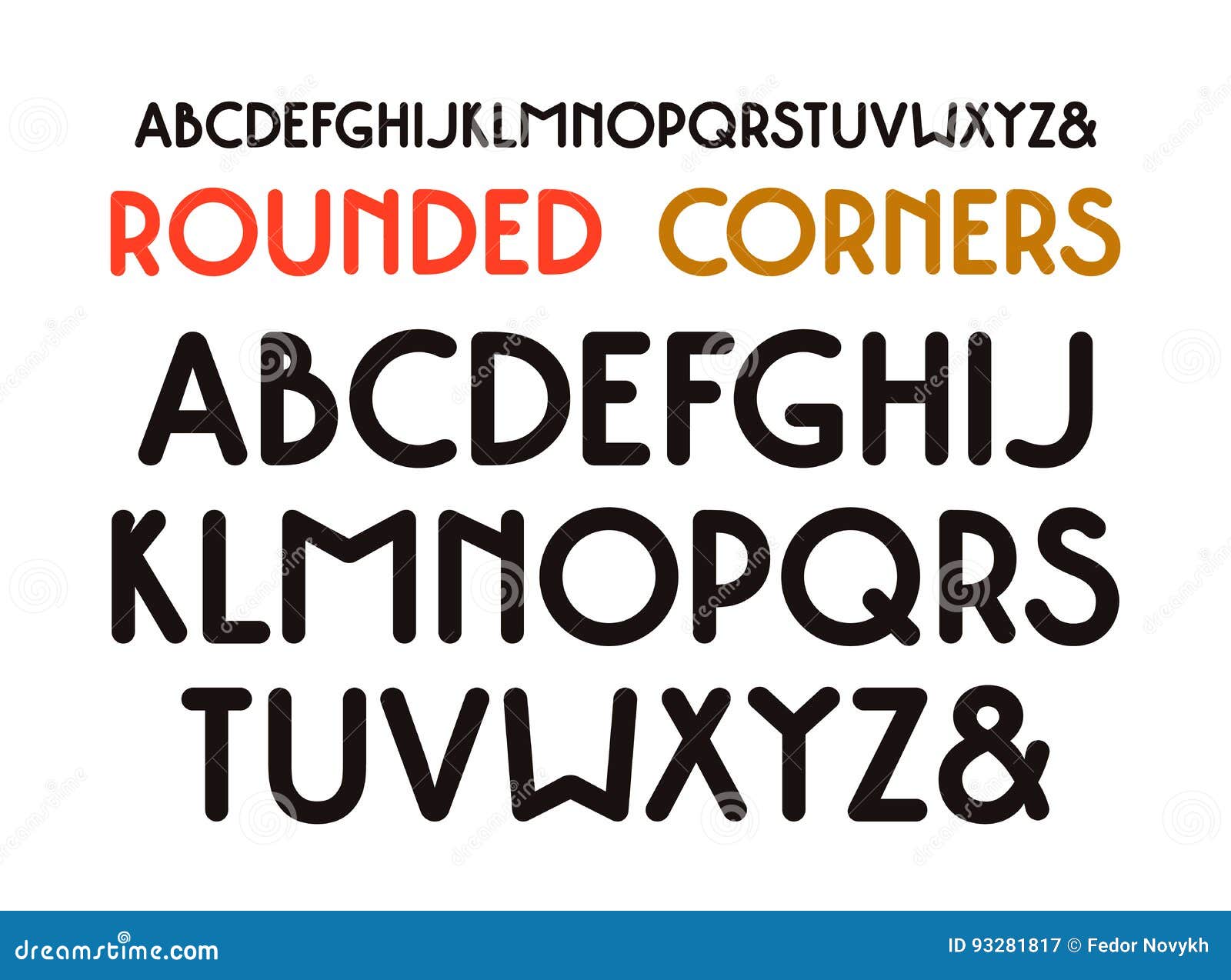 Decorative Sans Serif Font with Rounded Corners Stock Vector ...