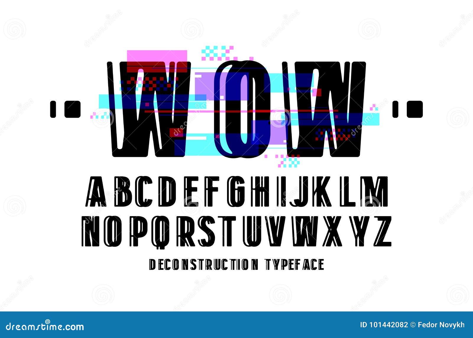 Decorative Sanserif Font with Glitch Distortion Effect Stock Vector ... Decorative Sanserif Font with Glitch Distortion Effect Stock Vector ...