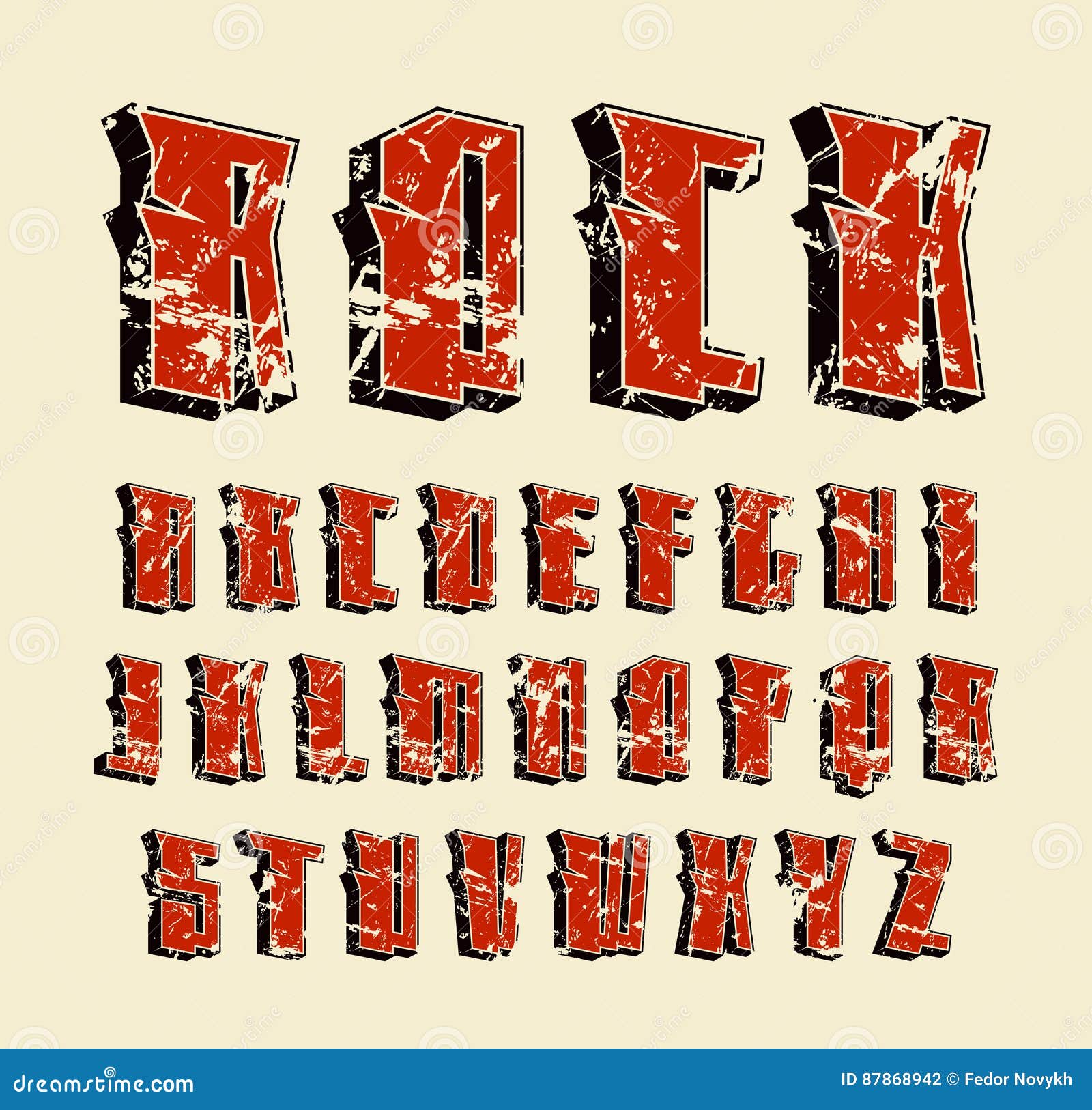 Decorative Sanserif Font in Hard Rock Style Stock Vector - Illustration ...