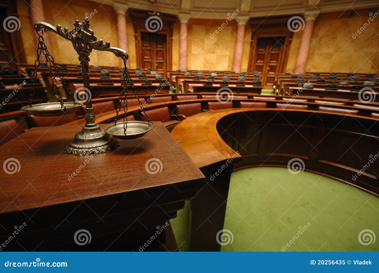 Decorative Scales of Justice in the Courtroom Stock Image - Image of ...