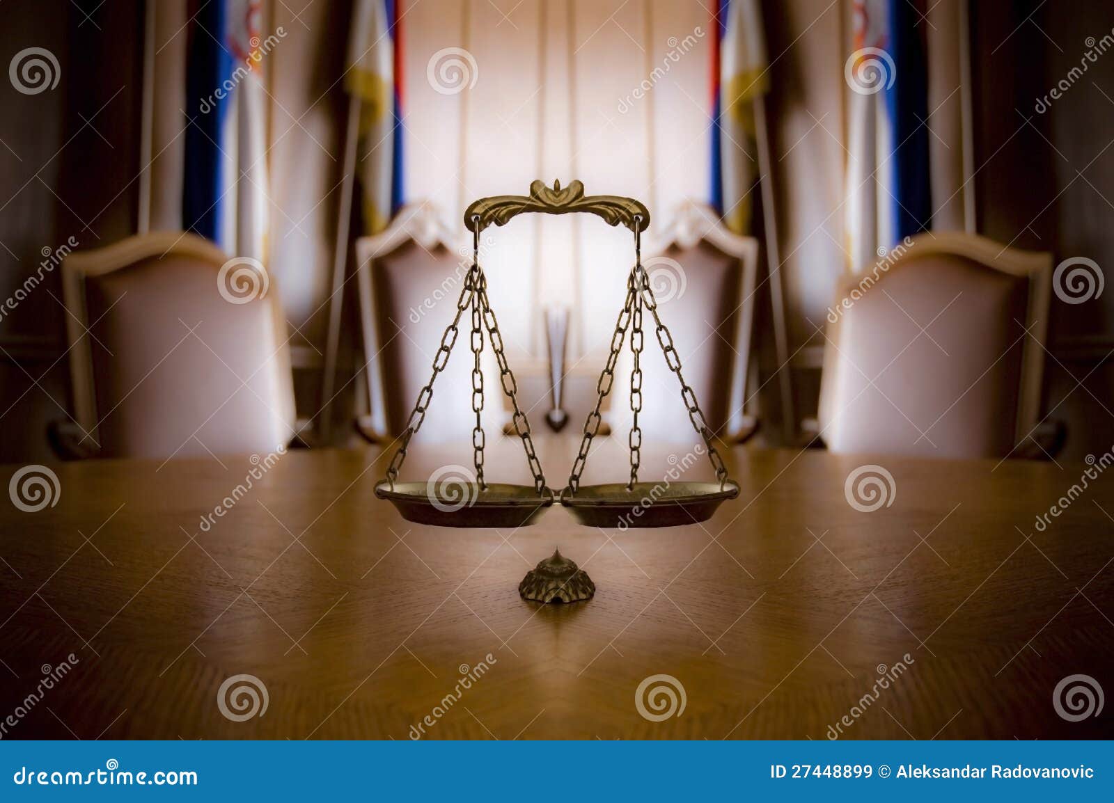 Decorative Scales of Justice in the Courtroom Stock Image - Image of ...