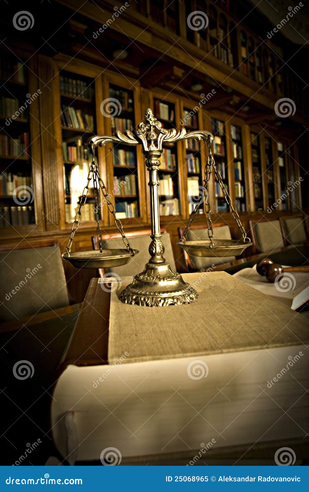 Decorative Scales of Justice in the Library Stock Image - Image of ...