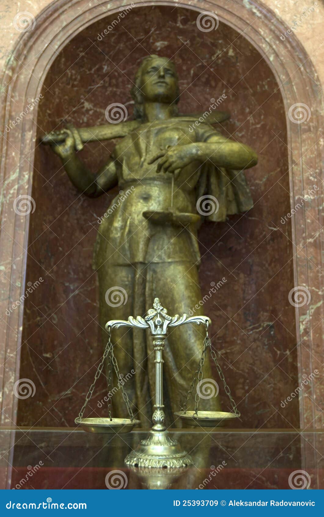 Decorative Scales and Statue of Justice Stock Image - Image of bronze ...