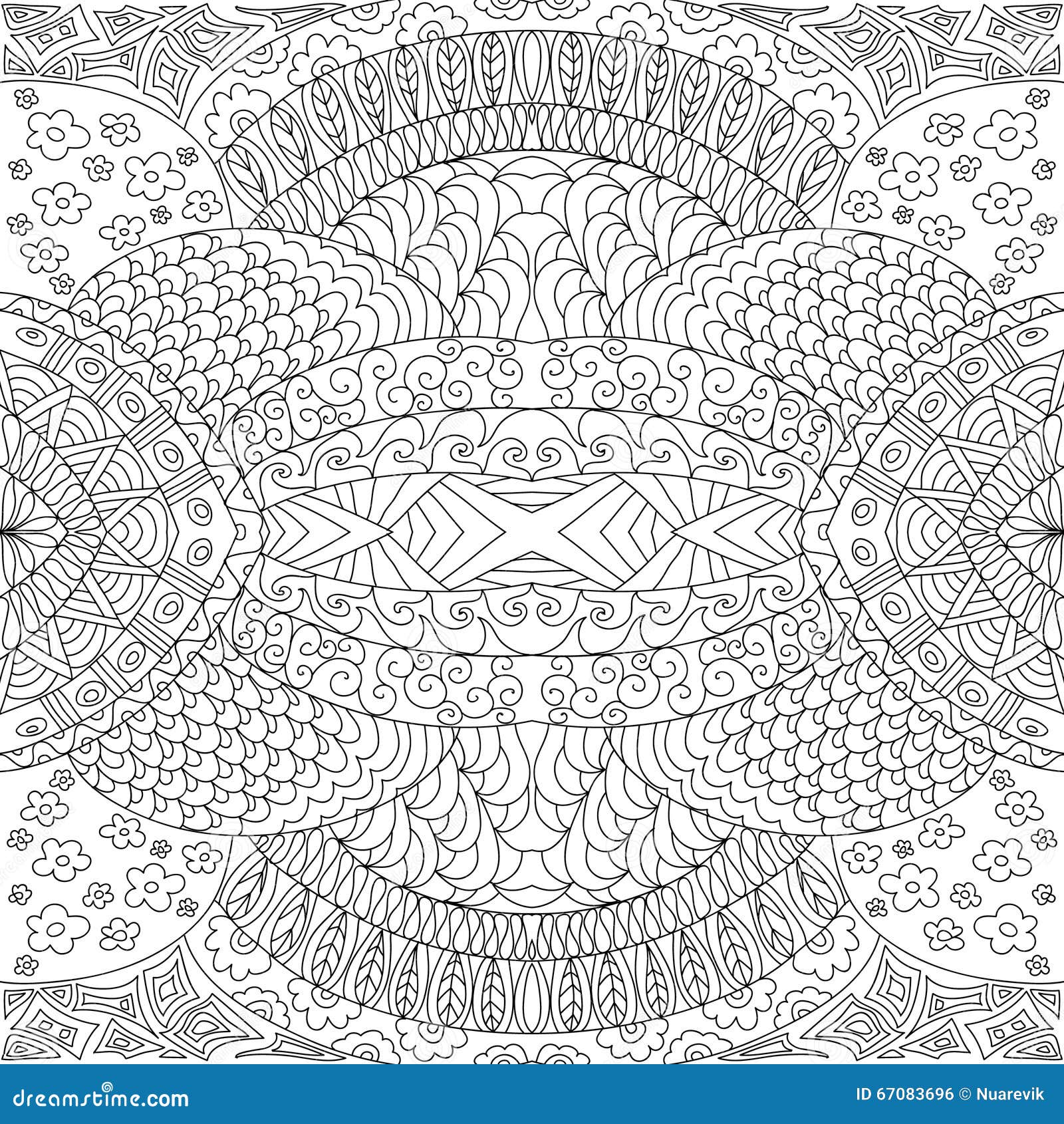 Decorative Seamless Black and White Coloring Page Stock Illustration ...