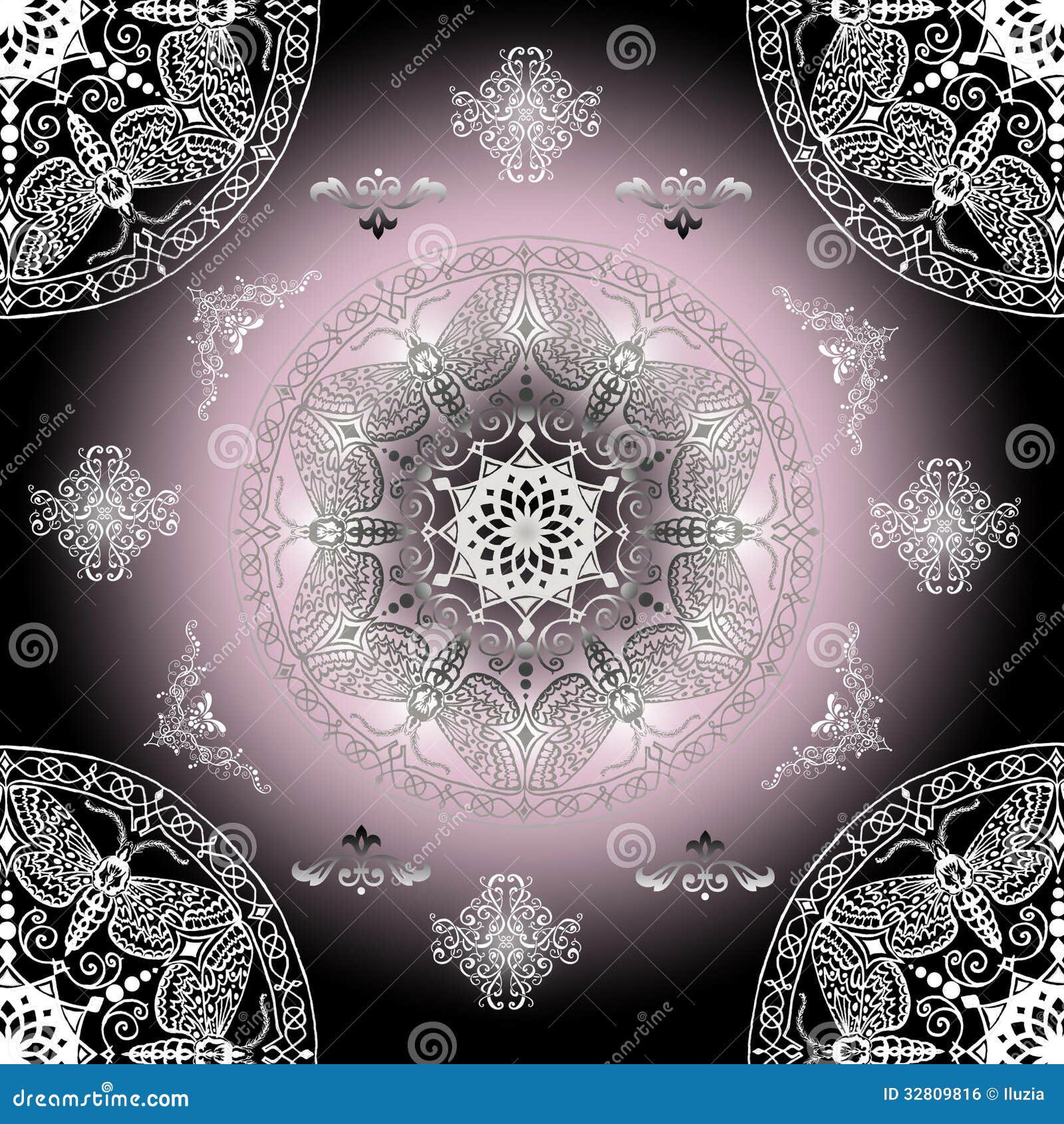 Decorative Seamless Black and White-pink Pattern Stock Illustration ...