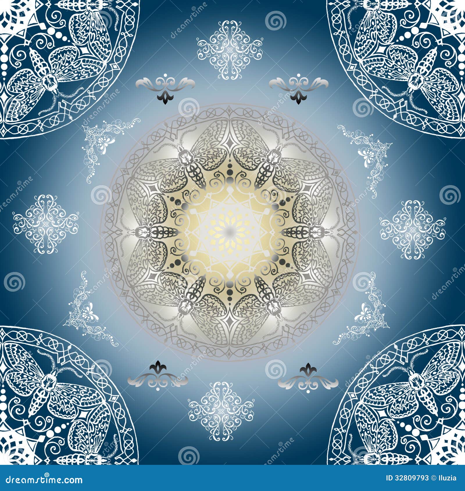 Decorative Seamless Blue Pattern Stock Illustration - Illustration of ...