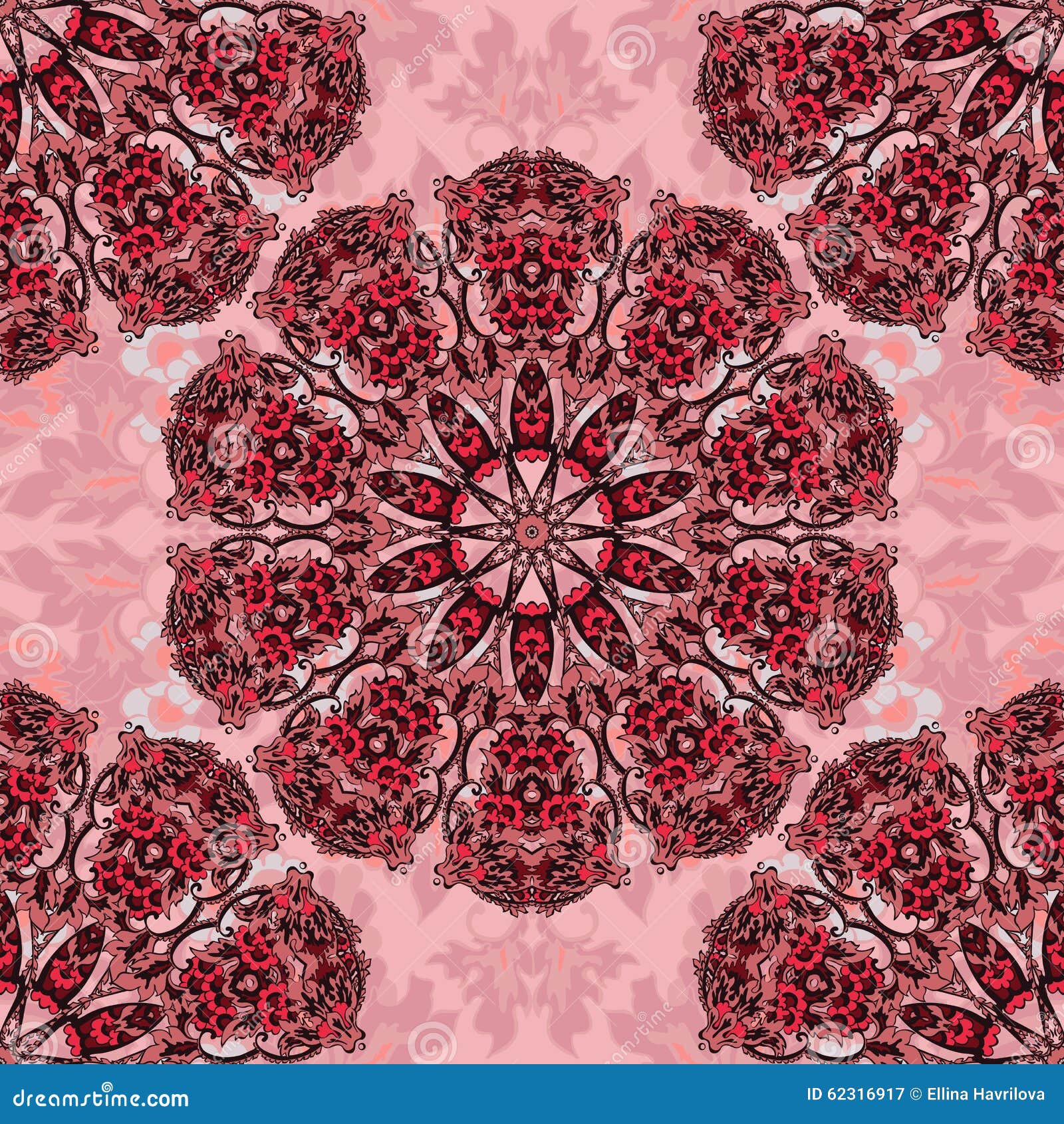 Decorative Seamless Floral Pattern Round Stock Illustration ...