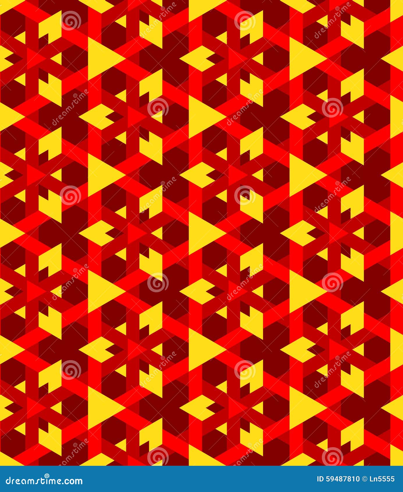 Decorative Seamless Geometrical Pattern of Triangles in Red and Yellow ...